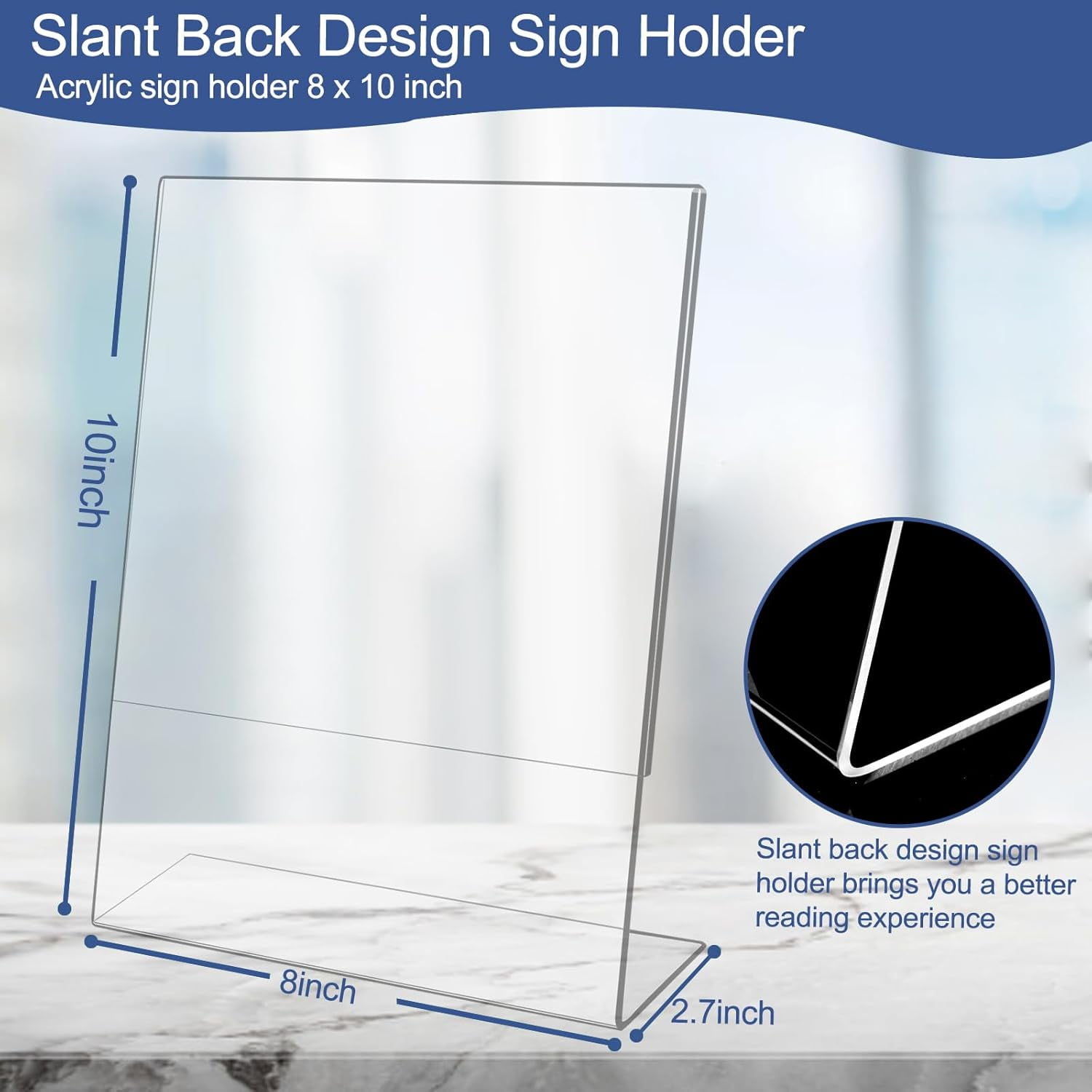 TRH-Slanted Back Acrylic Sign Stands 8 x 10, Clear Tabletop Display ...