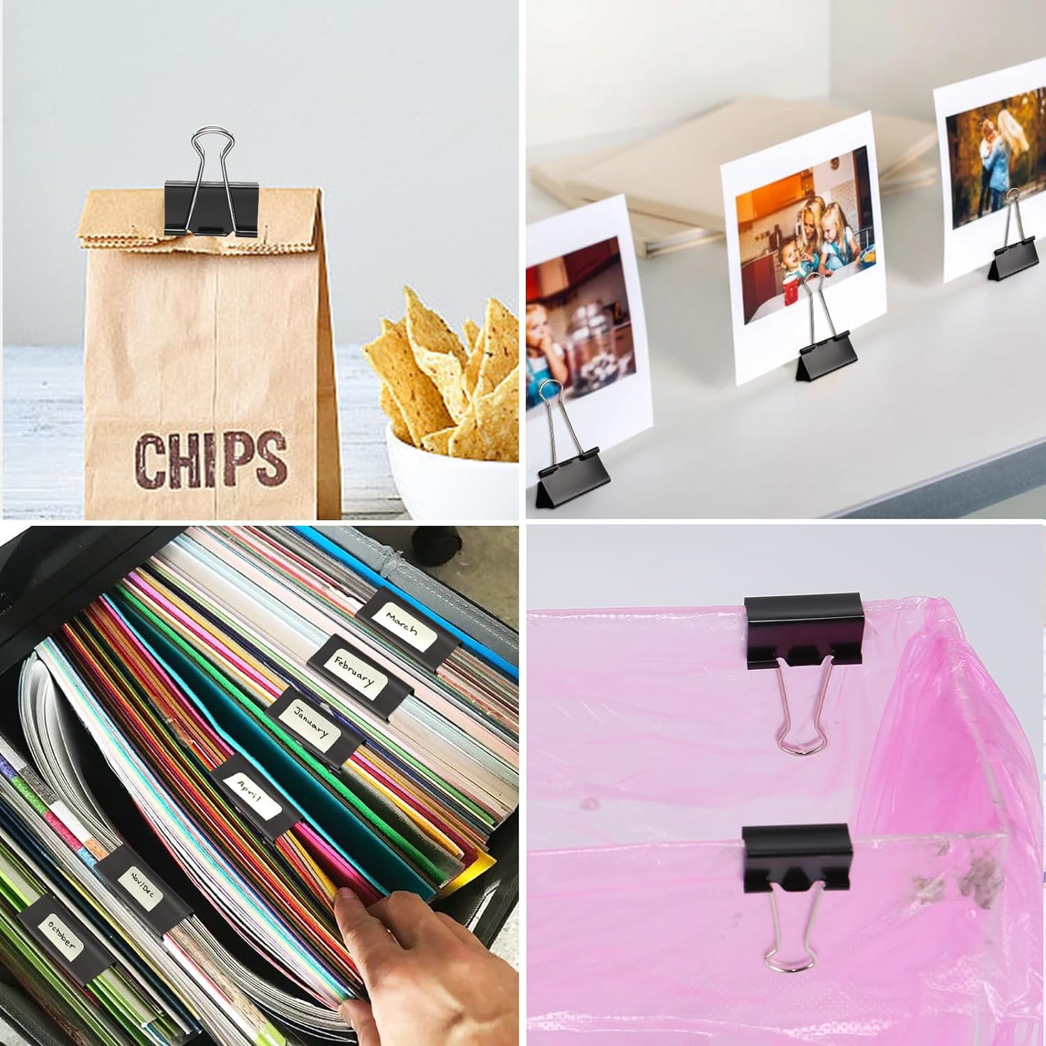 TRH-Small Binder Clips 1 Inch Length (144 Pcs), Small Paper Clips for ...