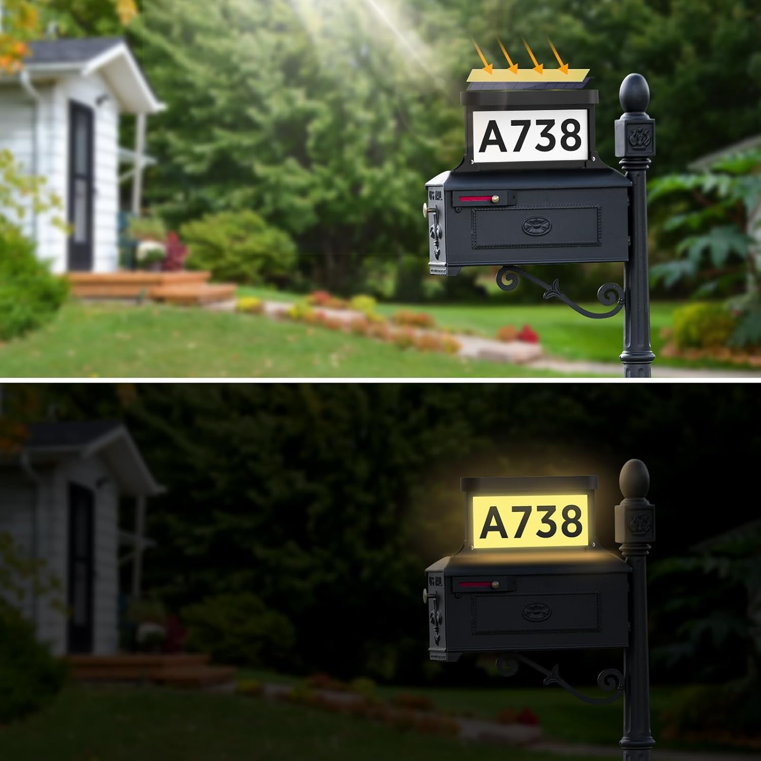 TRH-Solar Backlit Address Sign for Mailbox - Double-Sided Illuminated ...
