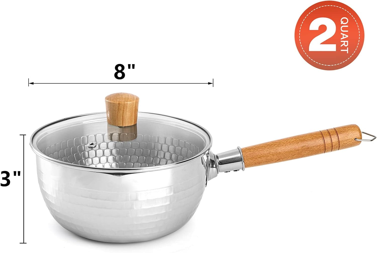 TRH-Stainless Steel Saucepan with Glass Lid, 2 Quart Yukihira Sauce Pan ...