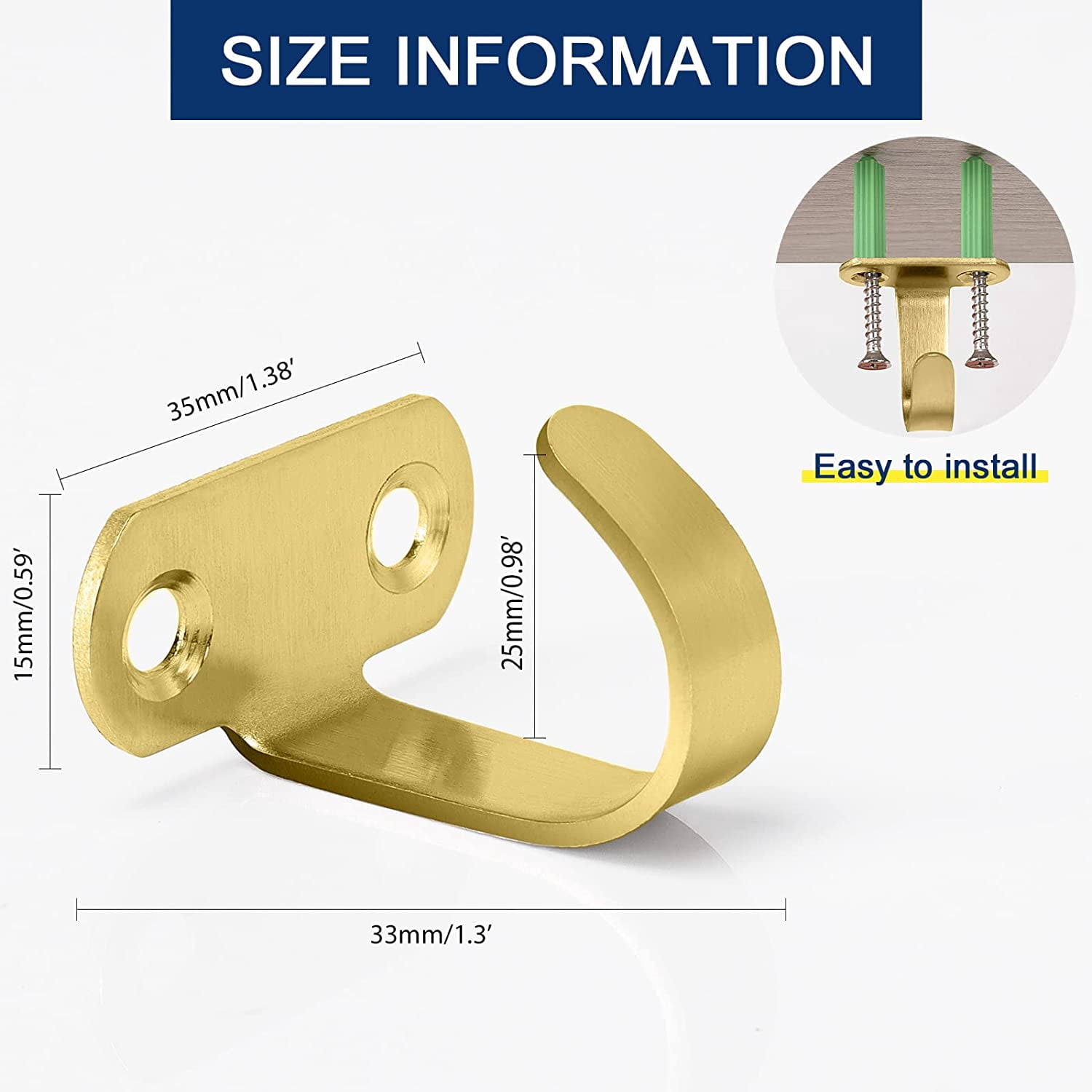TRH-Stainless Steel Screw Mounted Ceiling Hooks, Under-Shelf Towel/Robe ...