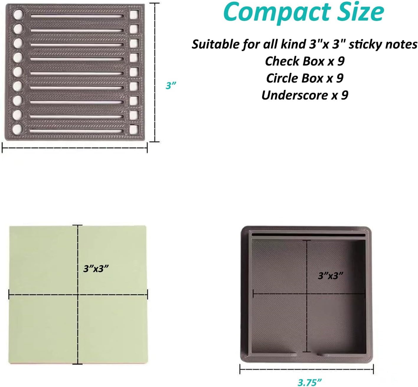 TRH-Sticky Note Stencil with Post It Notes, 3x3 Sticky Note Dispenser ...
