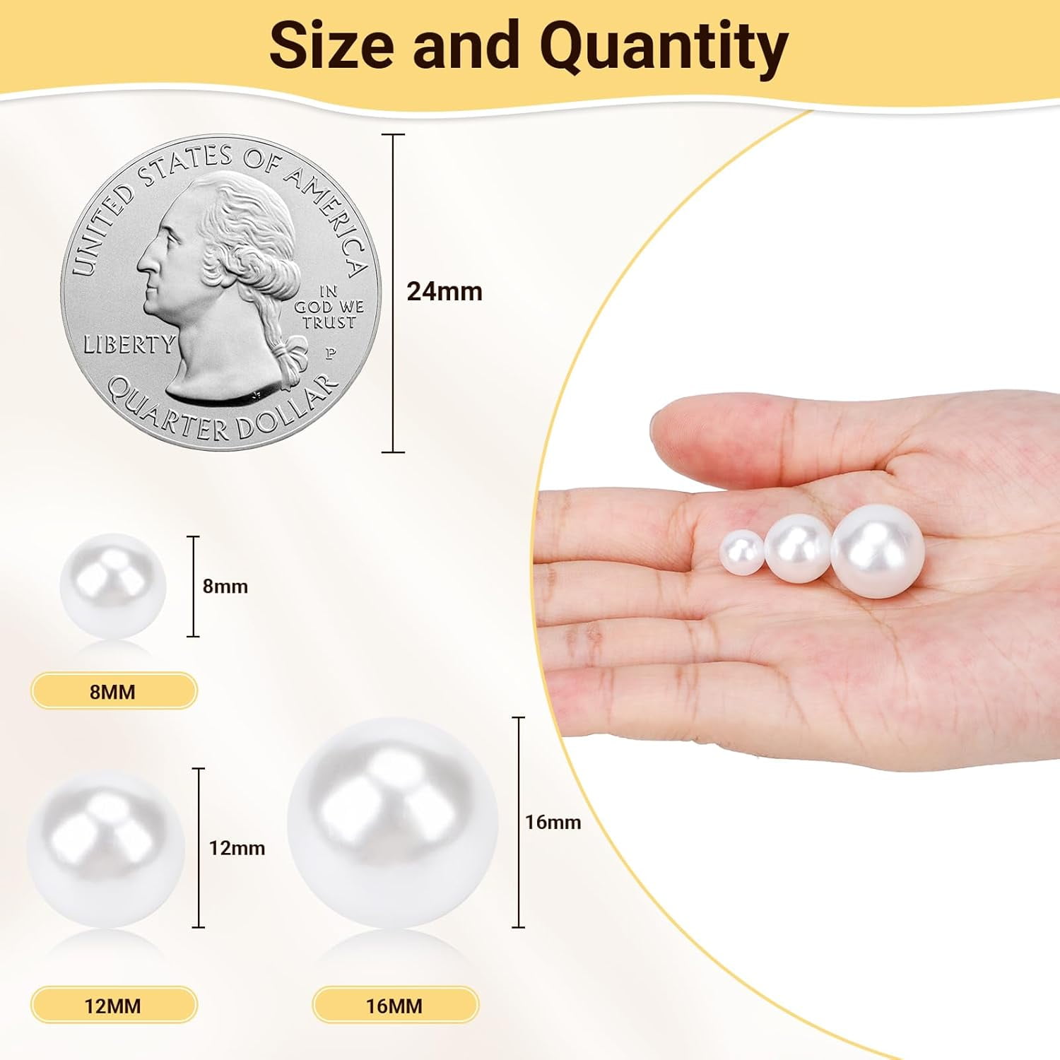 TRH-Suream Round Pearls No Holes Makeup Beads 12mm/0.47Inch, 350Pcs Art ...