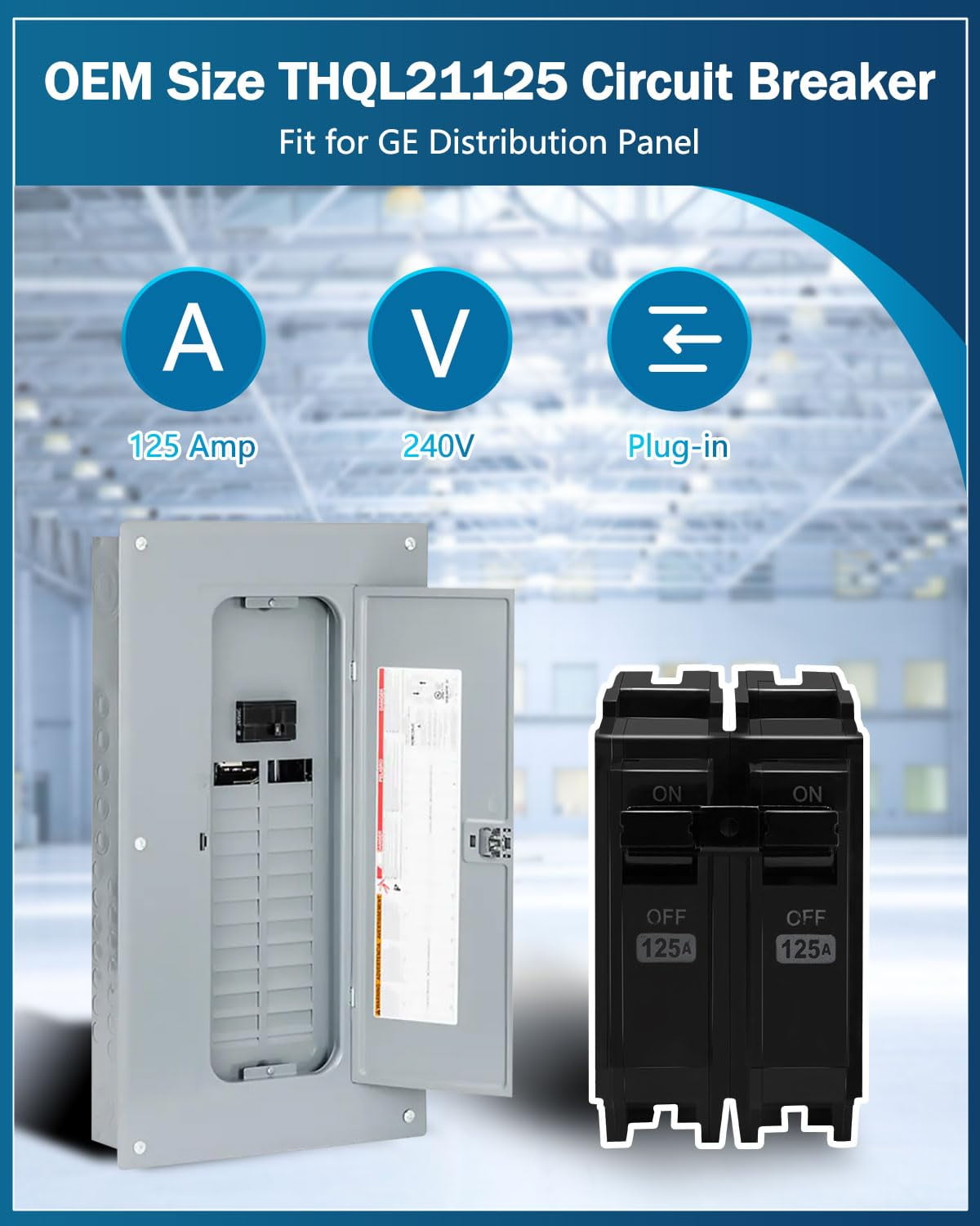 TRH-THQL21125 2-Pole 125-Amp Circuit Breaker, Repalce for GE 125 AMP ...