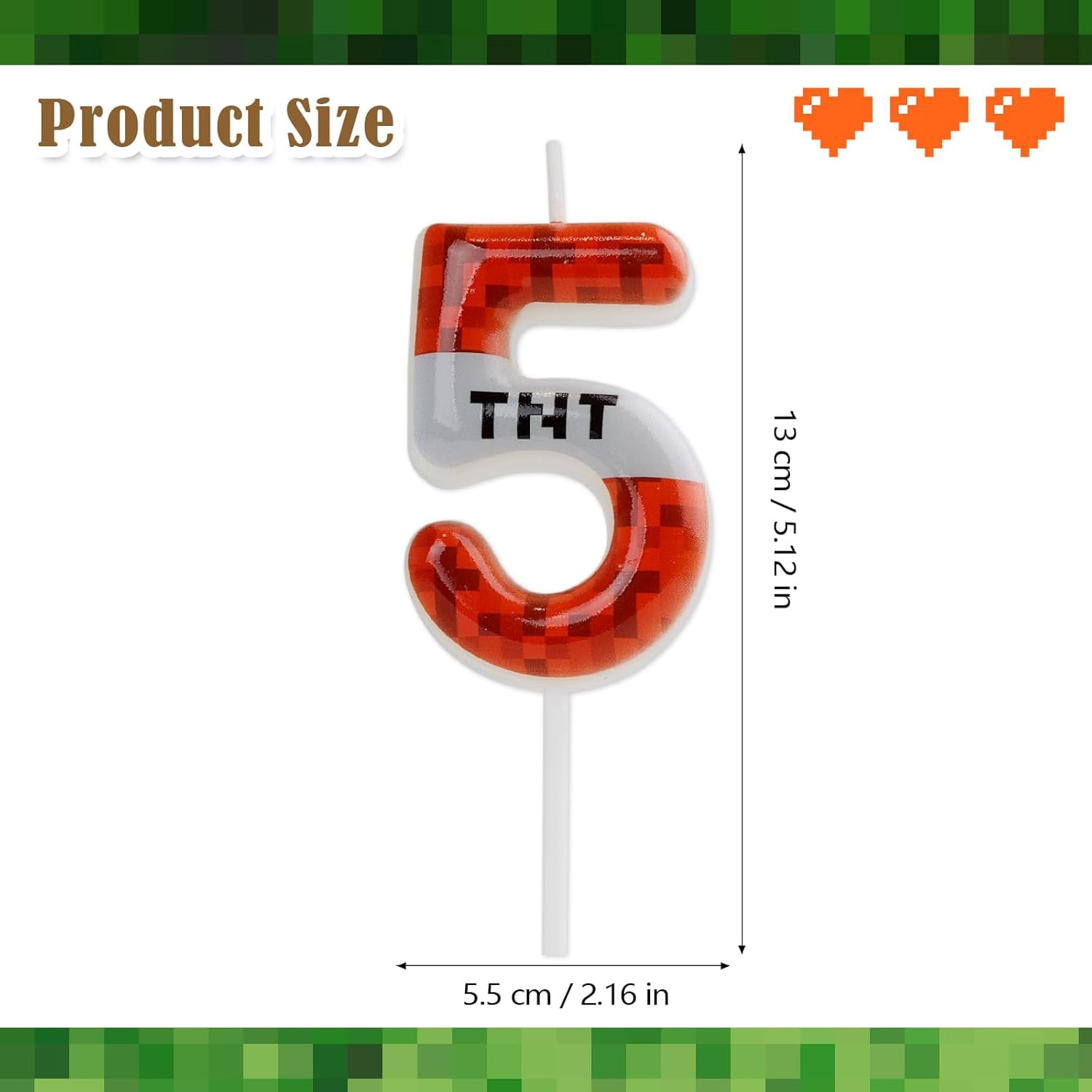 TRH-TNT Themed Birthday Candles for Cake,Red Number 13 Candle Pixel ...