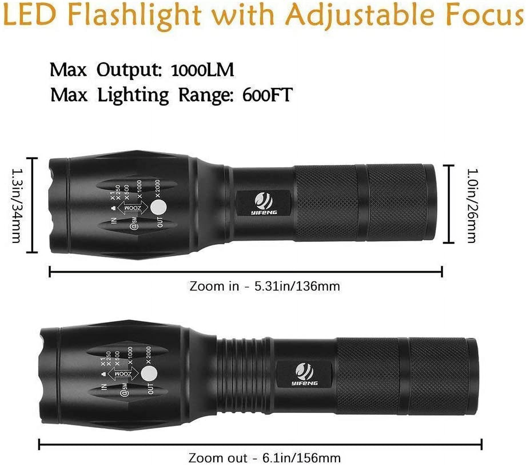 TRH-Tactical Flashlight, XML T6 Ultra Bright LED Flashlight with Adjustable Focus and 5 Light ...