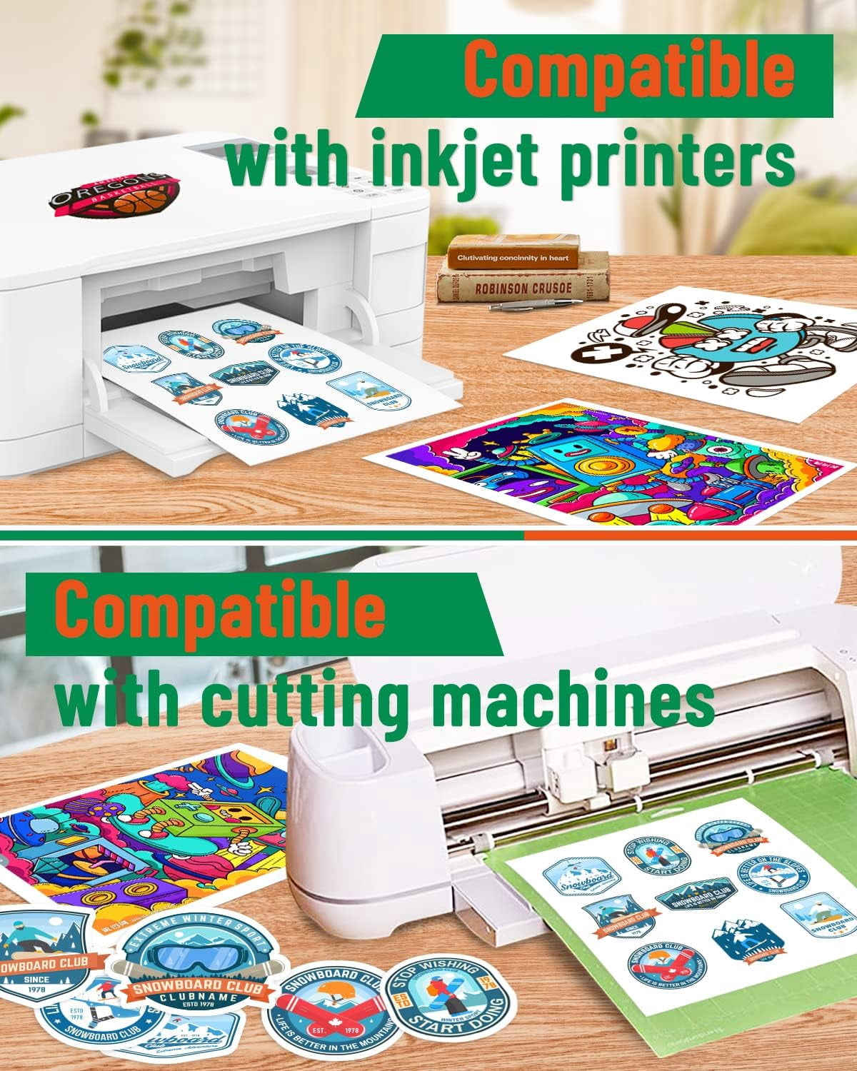TRH-Translucent Sticker Paper Printable Vinyl for Inkjet Printer 80 ...