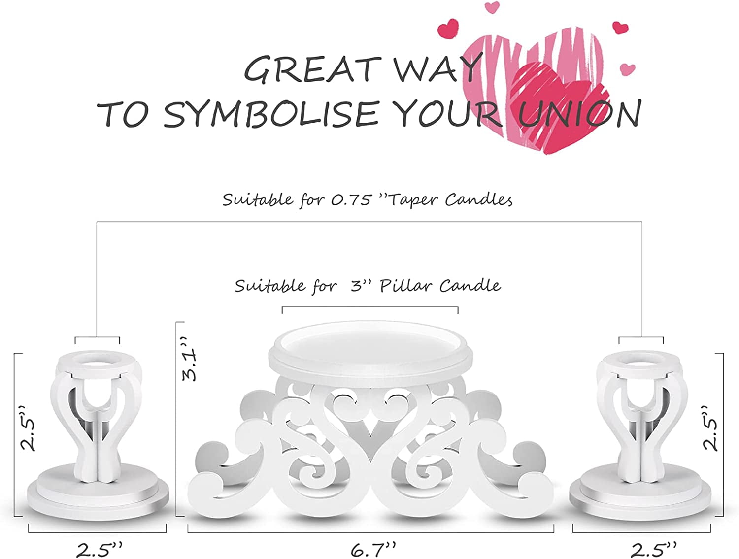 TRH-Unity Candle Holder - Unity Candles Stand for Wedding Ceremony Set ...