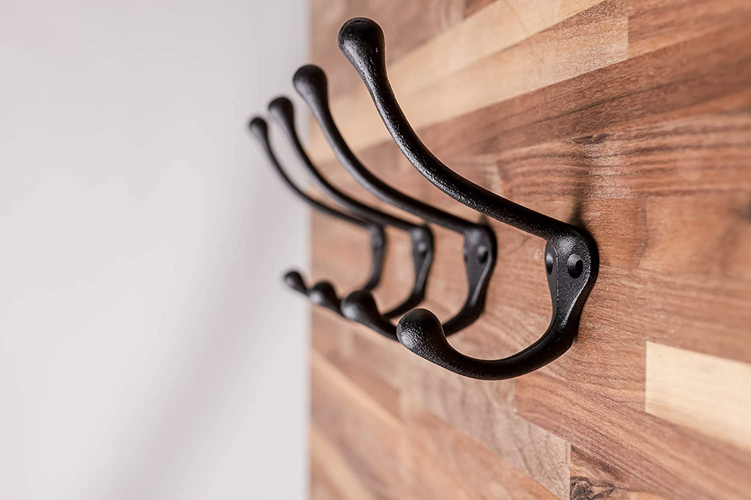 TRH-Vintage Cast Iron Wall Hooks (Black Texture Finish, Set of 4 ...