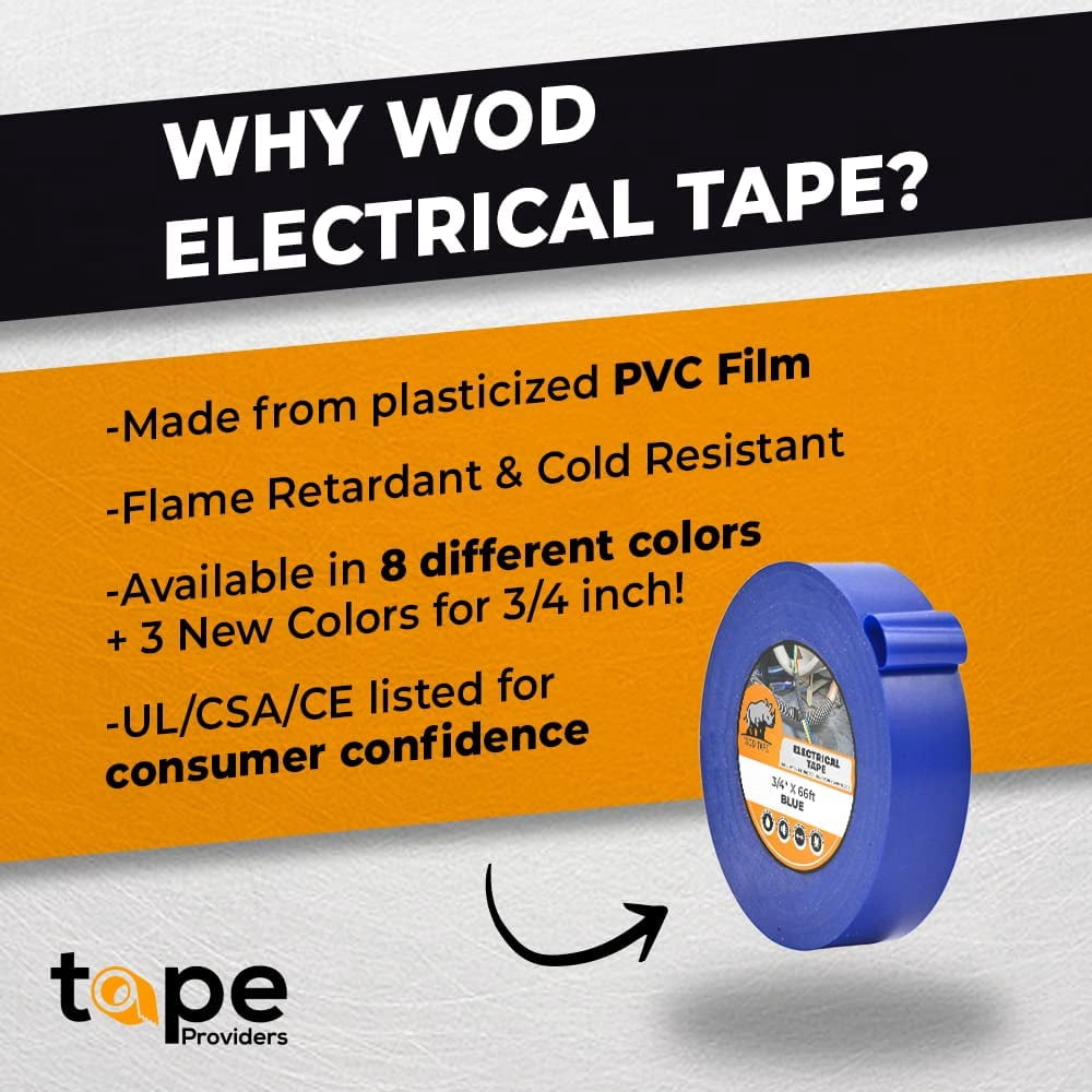 TRH-WOD ETC766 Professional Grade General Purpose Black Electrical Tape ...