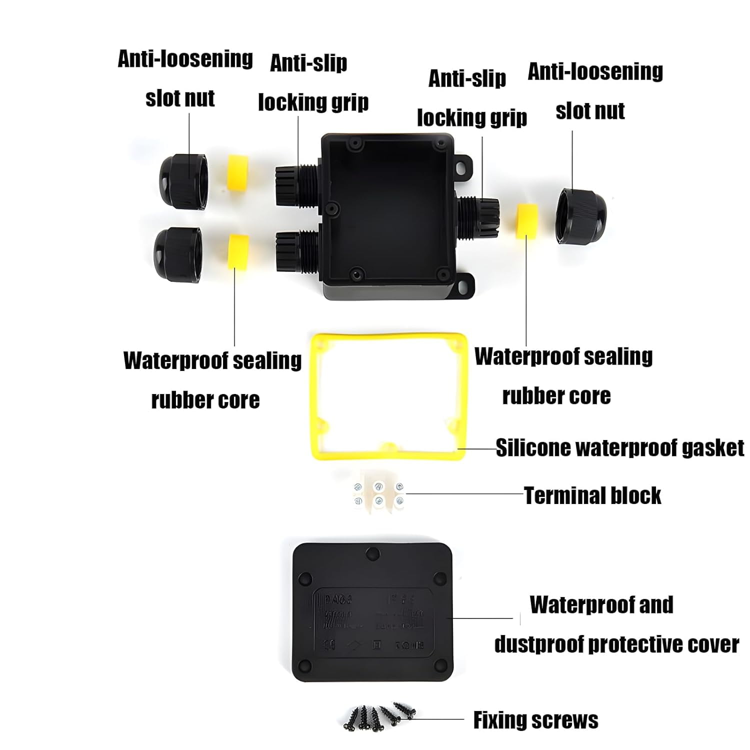 TRH-Waterproof Junction Box, 3 Way Outdoor Junction Box, IP68 Plastic ...