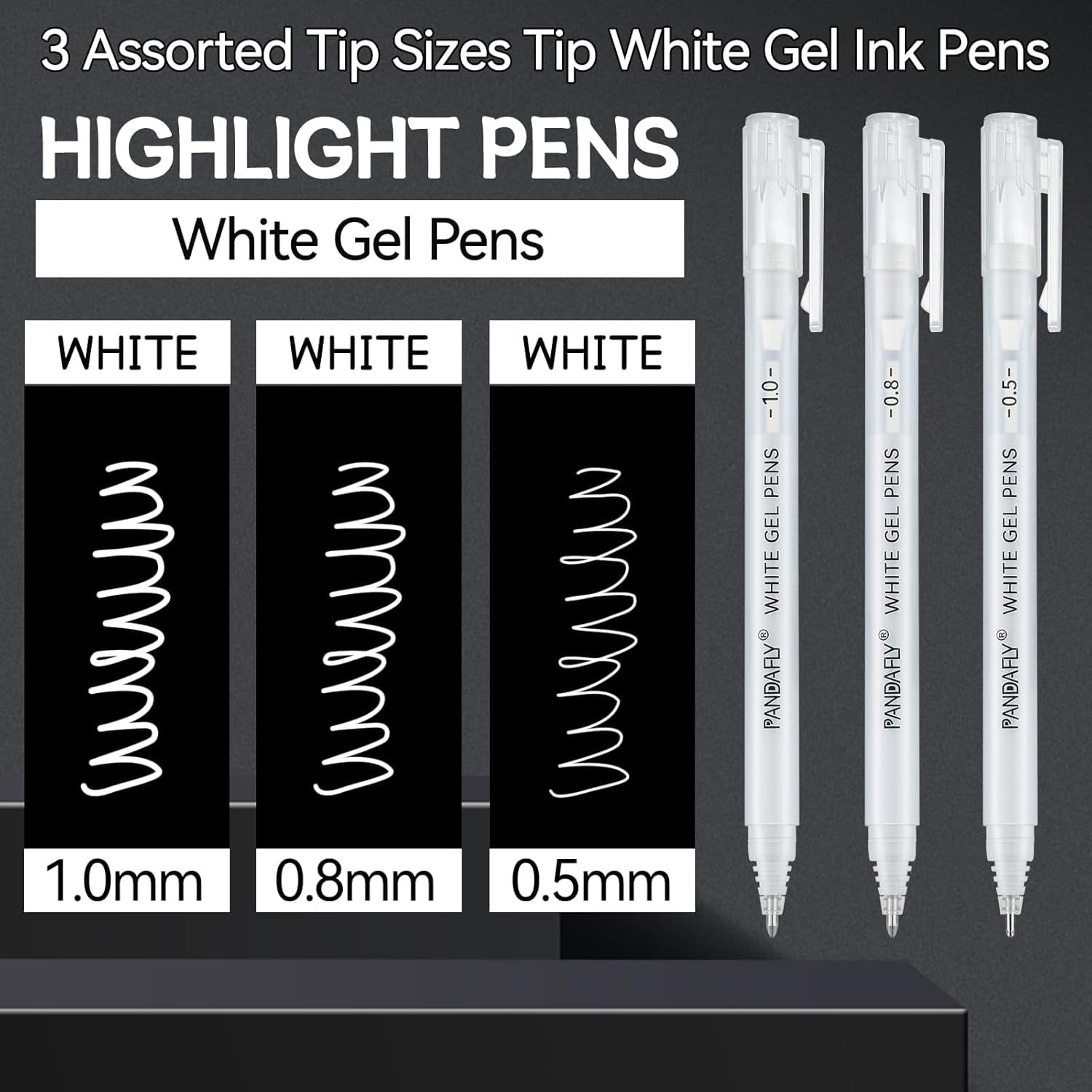 TRH-White Gel Pens, Fine, Medium & Bold Tip Ink Pens for Journaling ...