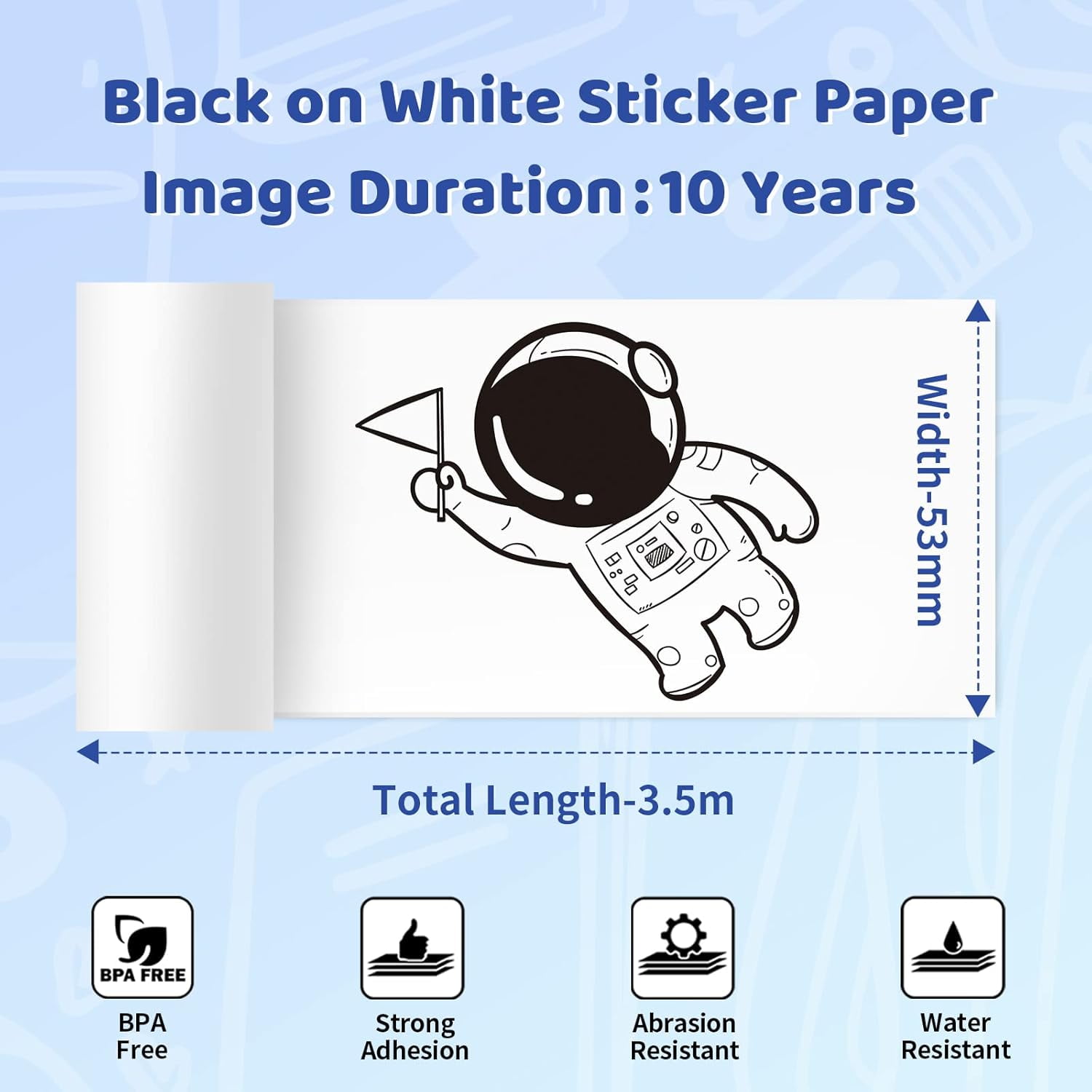TRH-White Sticker Paper- for T02/M02X/M02L/Y02C/Q02 Mini Printer, for ...