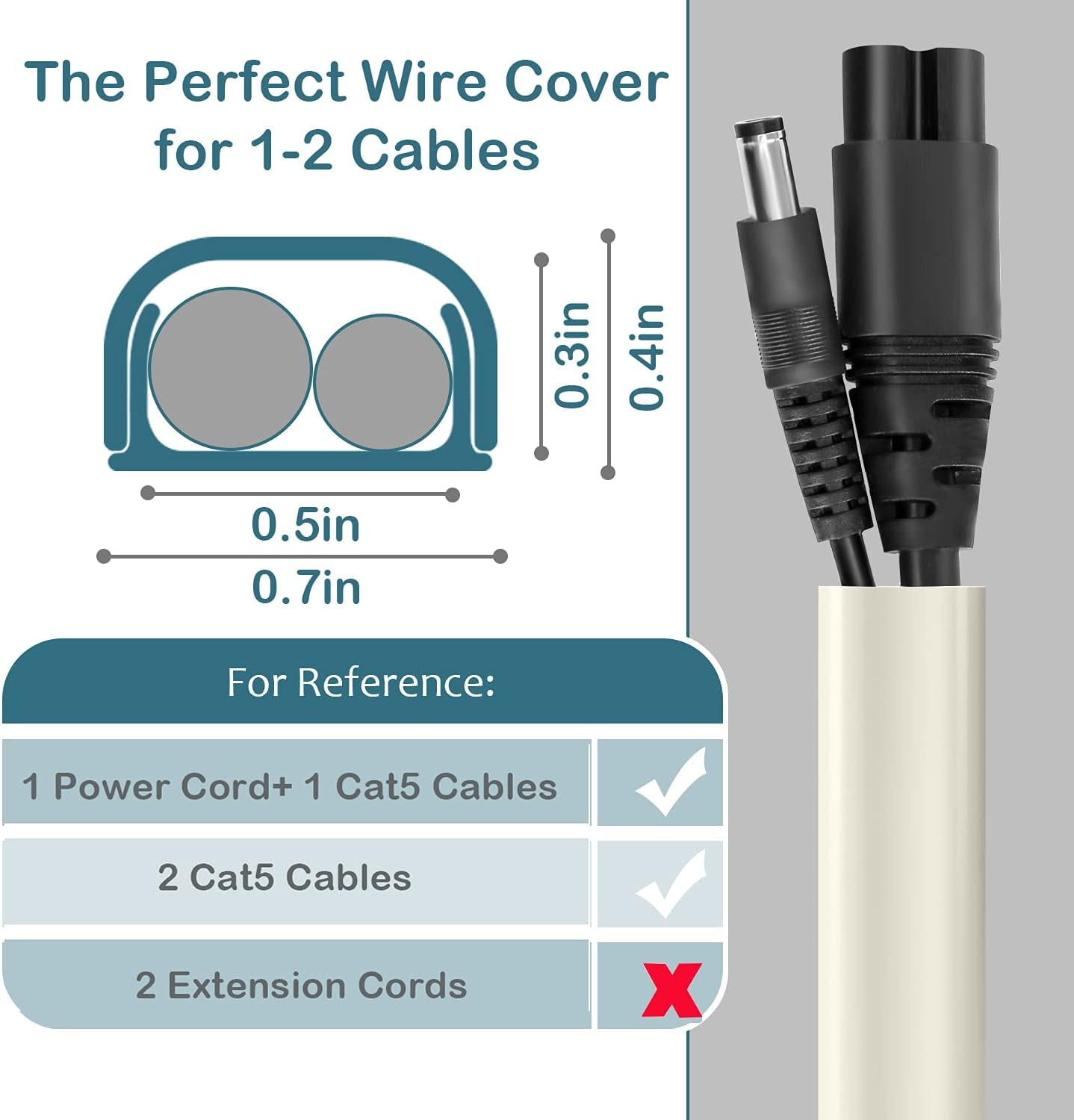 TRH-Wire Covers for 2 Cords, 68in Wire Hider on Wall Mounted, Beige ...
