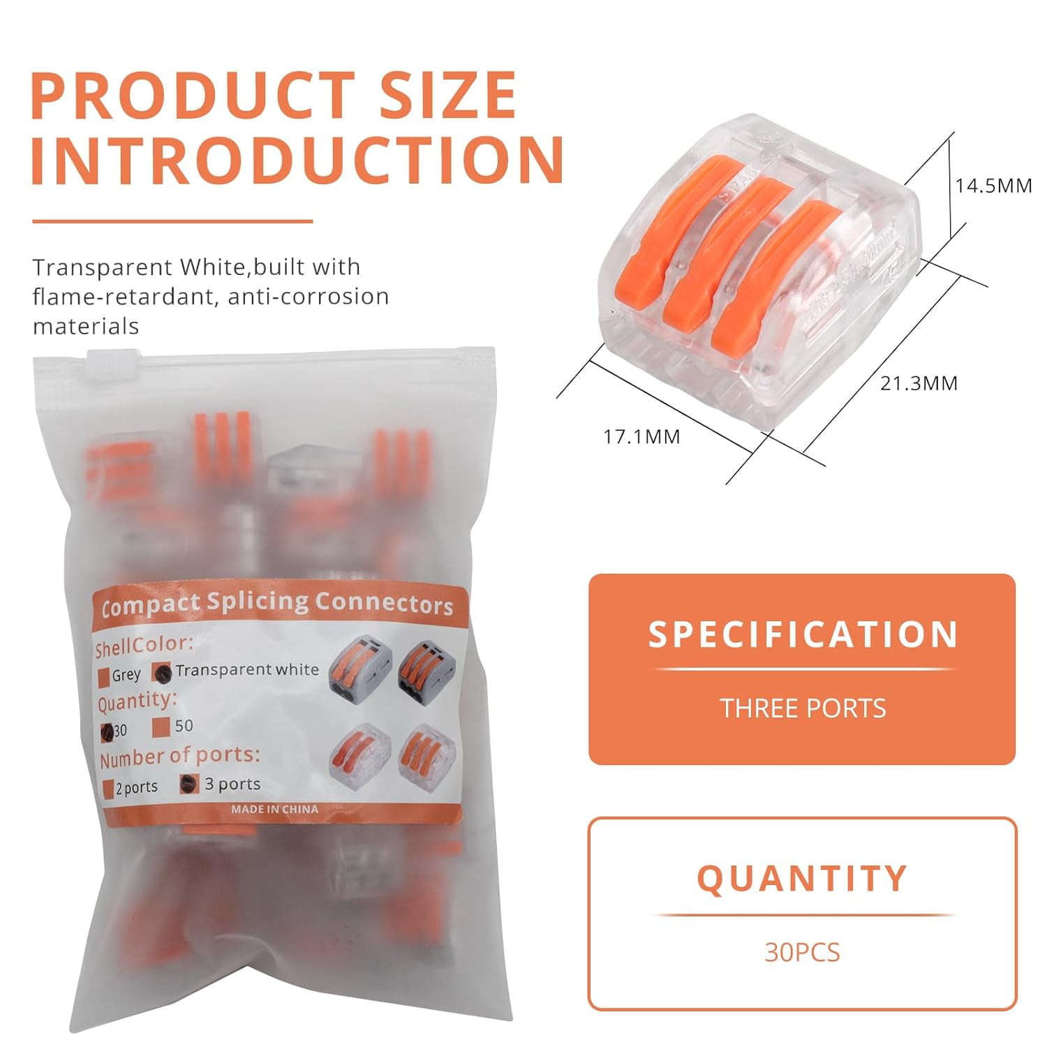 TRH-Wire Splice Connectors, 28-12AWG Lever Wire Connectors 3 Port ...