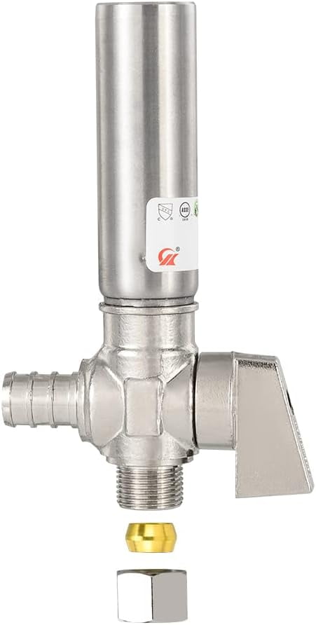 TRHOO-1/4 Turn Stop Angle Valve, 1/2" Barb Crimp Pex x 3/8" OD With ...