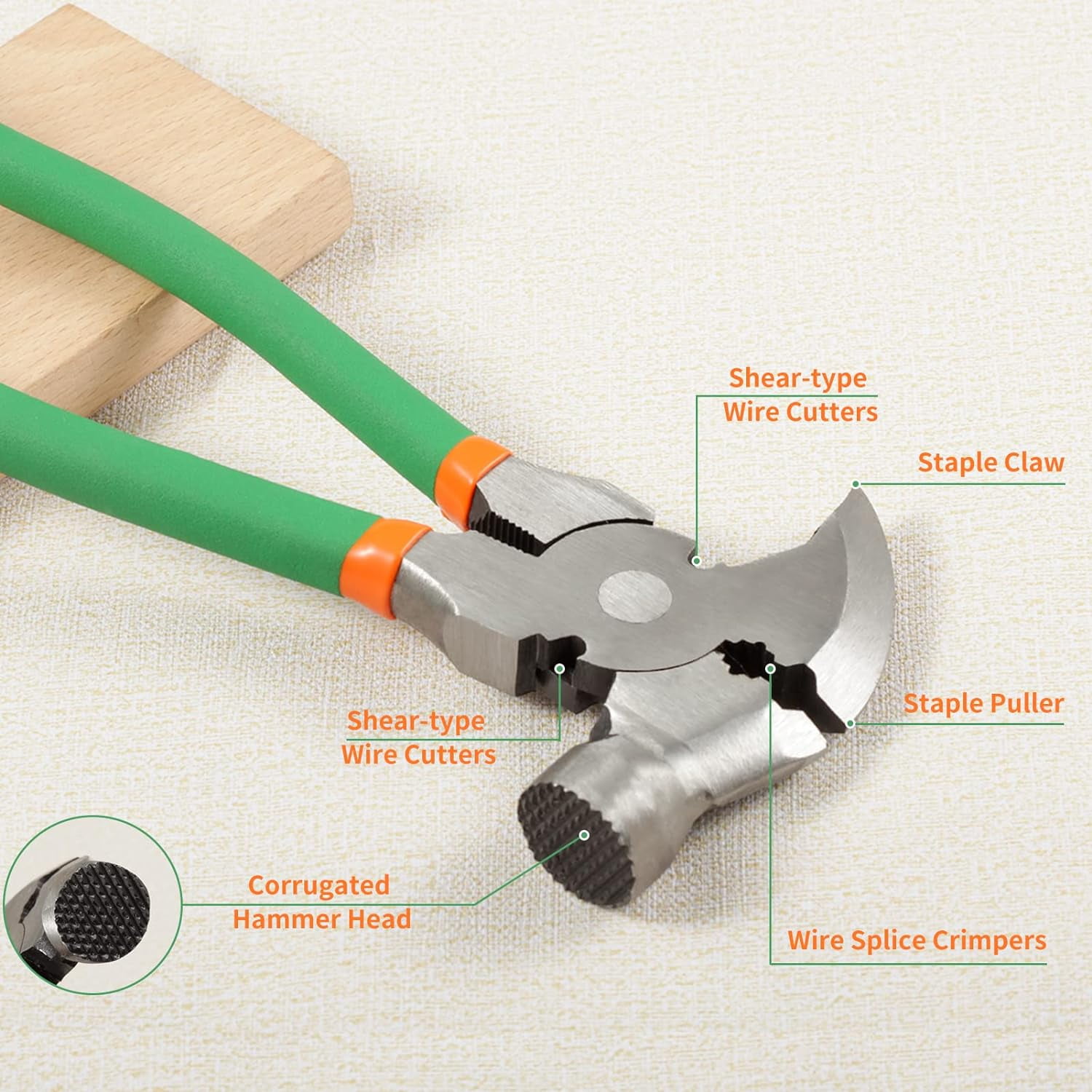 TRHOO-10 Inch Fencing Pliers with Hammerhead Staple Puller - Multi ...