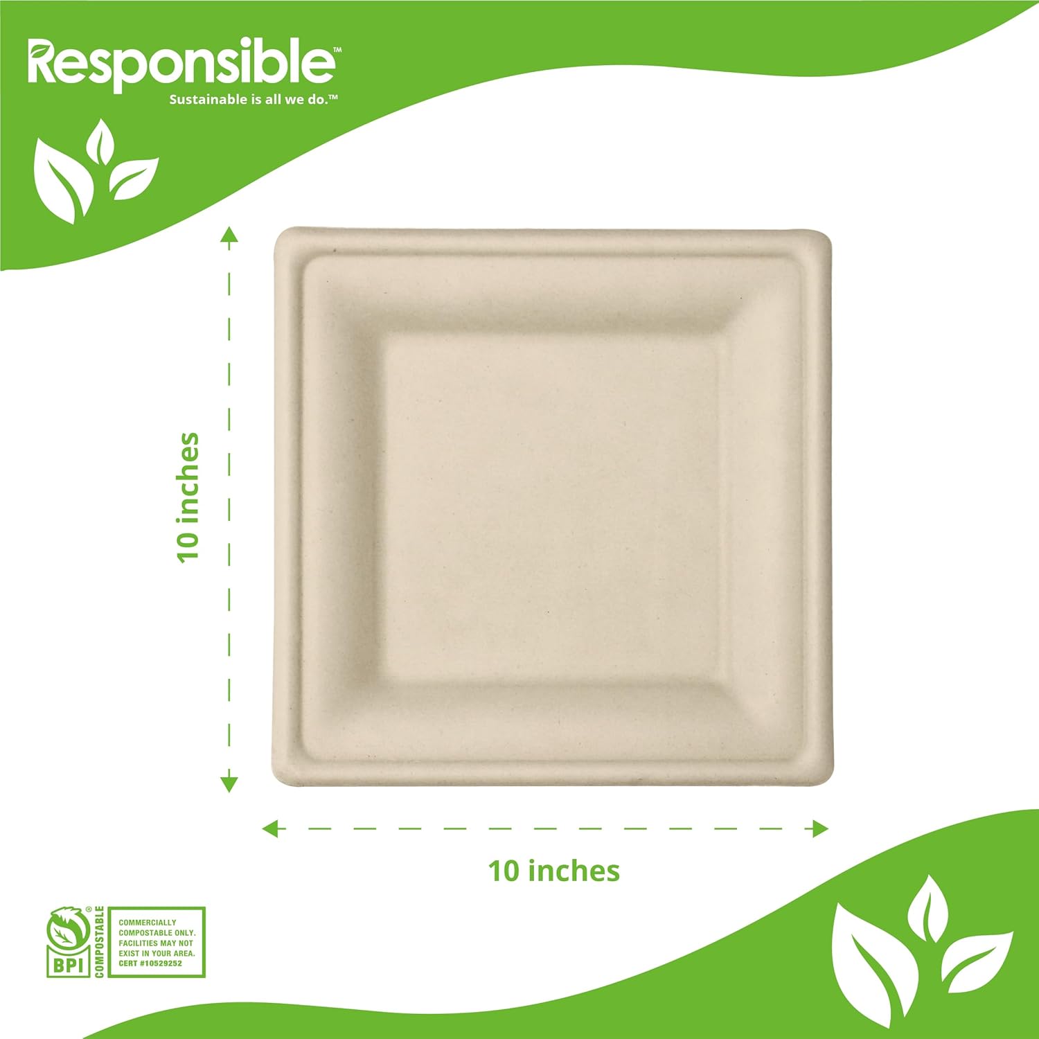 TRHOO-10 inch Square Plates I Tree-Less™ Compostable Molded Fiber ...