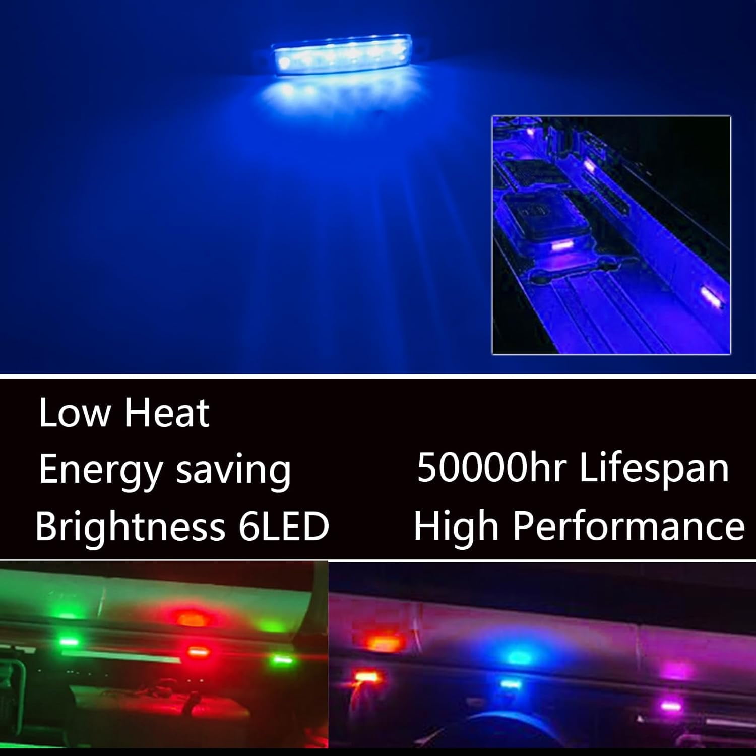 TRHOO-10Pcs Blue Marine Boat Lights,Boat Interior Lights,12V Waterproof ...