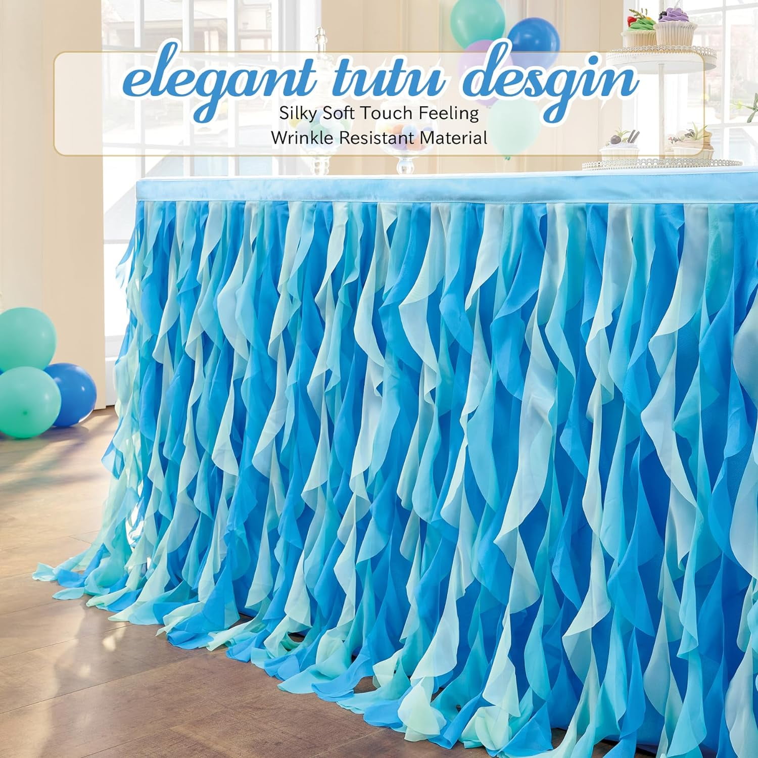 TRHOO-14ft Tutu Table Skirt for 6/8ft Rectangle or Round Tables-Under ...