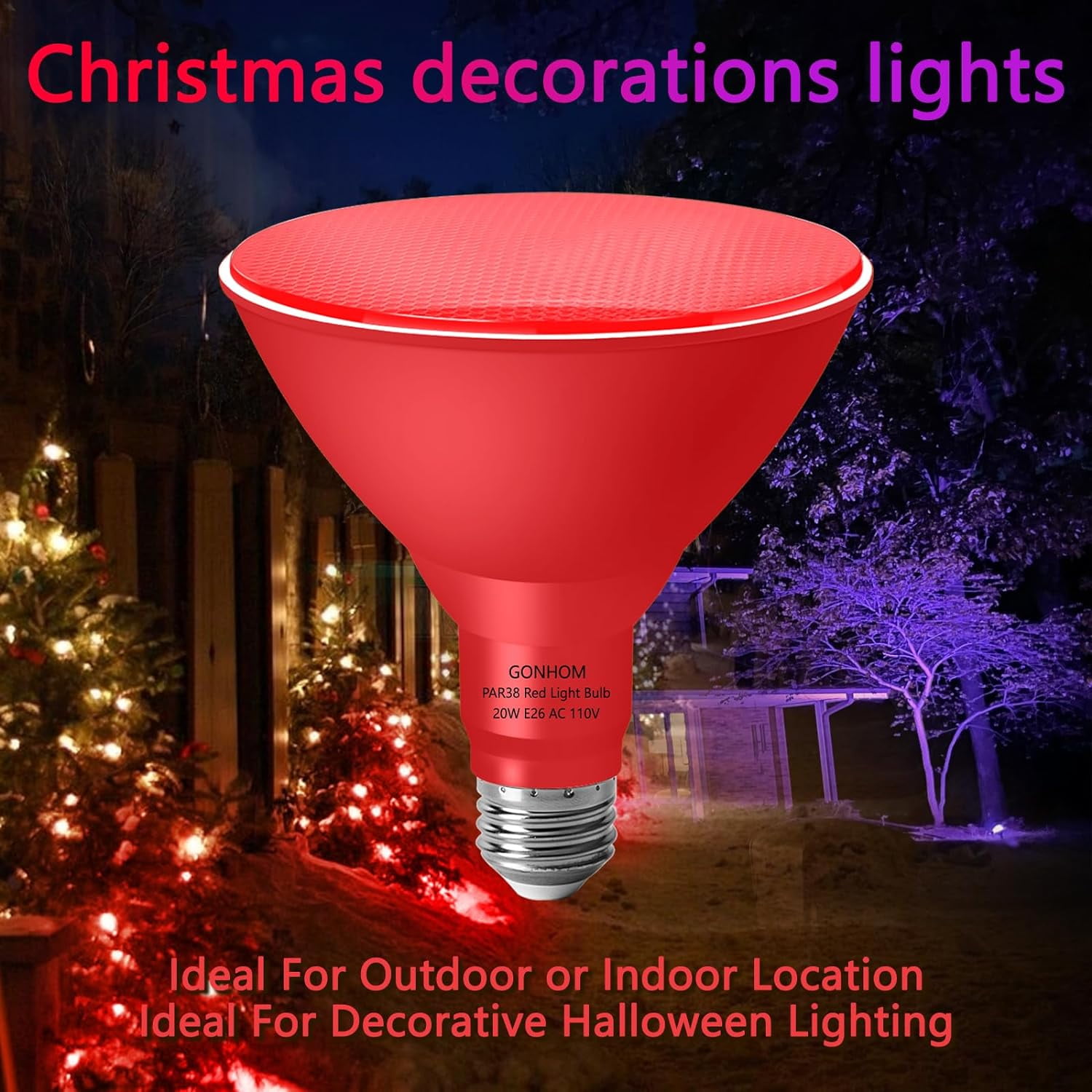 TRHOO-2 Pack PAR38 Red Flood Lights Outdoor,Dimmable Flood Red Light ...