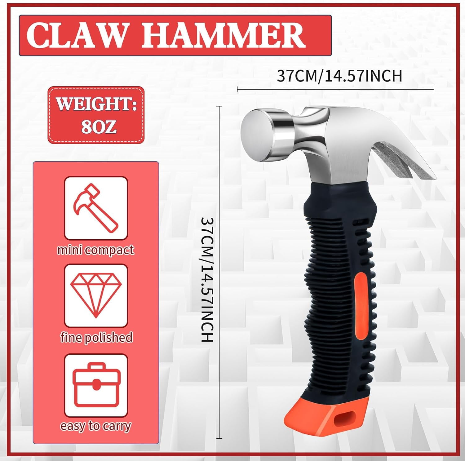 TRHOO-2 Pcs 8.8 oz Small Hammer All Purpose Claw Hammer Mini Nail ...