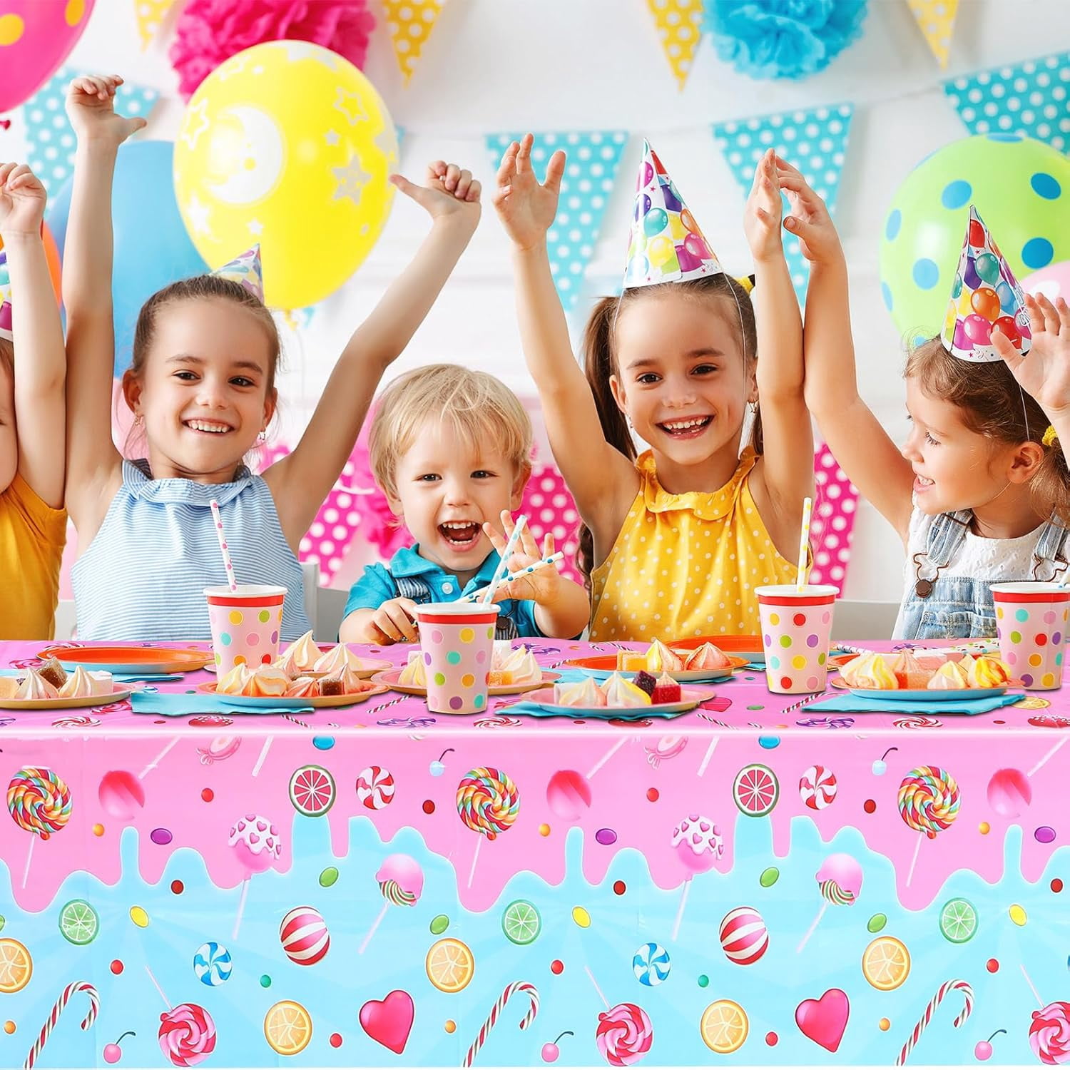 TRHOO-2 Pieces Candyland Plastic Tablecloth Candyland Party Decorations ...