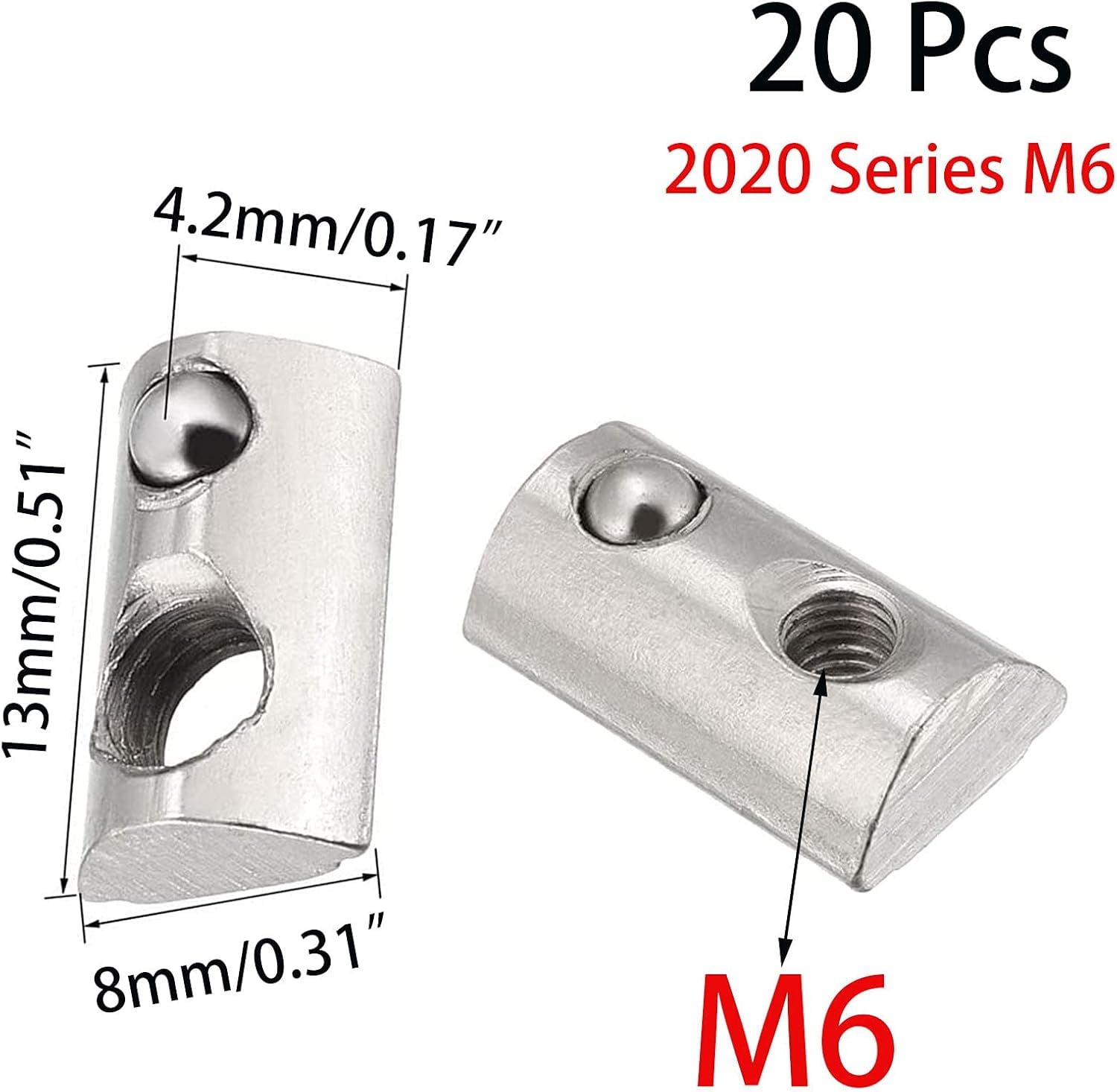 TRHOO-20 Pcs 2020 Series T Spring Nut, M6 Thread Roll in Spring Post ...