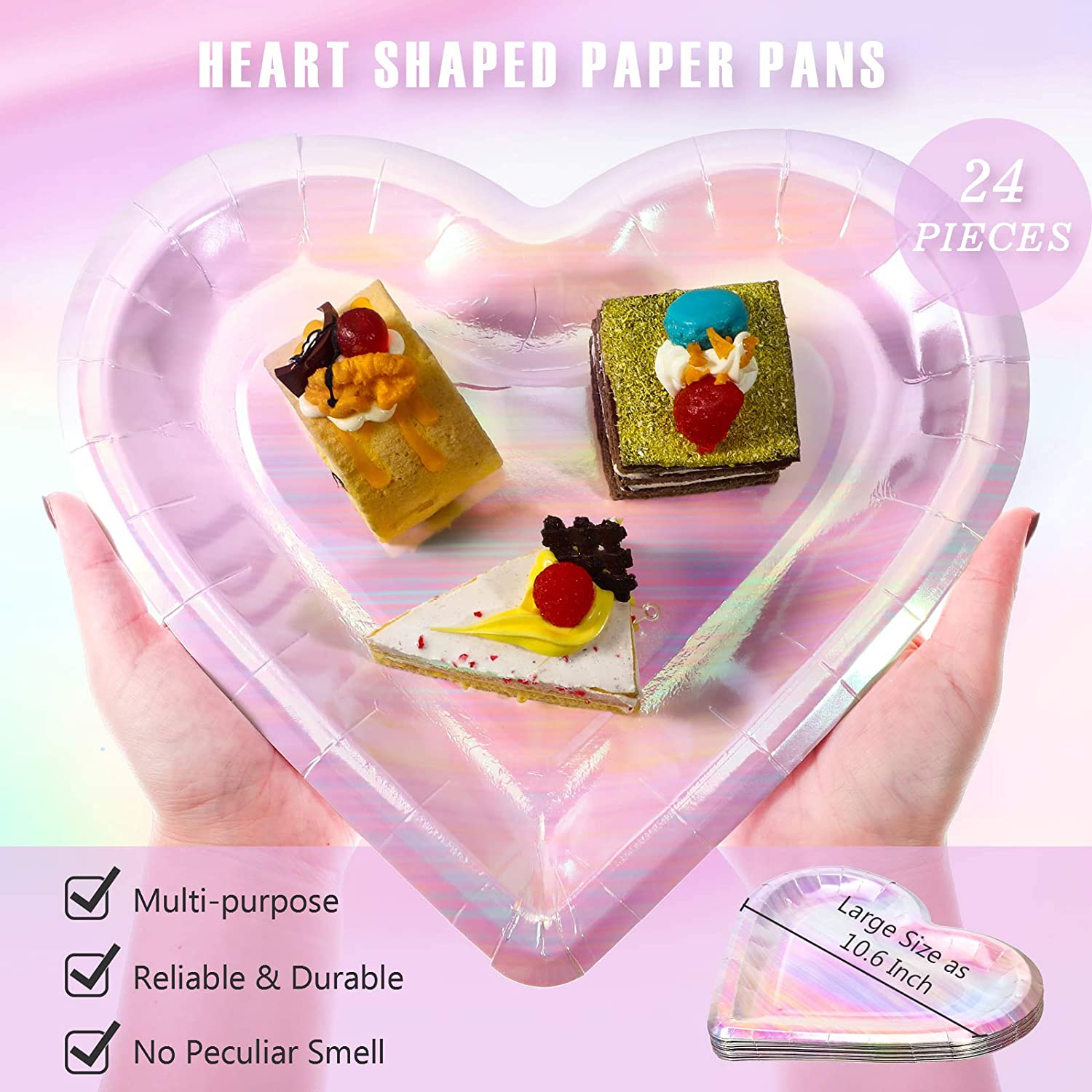 TRHOO-24 Pieces Thick Heart Shaped Paper Plates Disposable Party Plates ...
