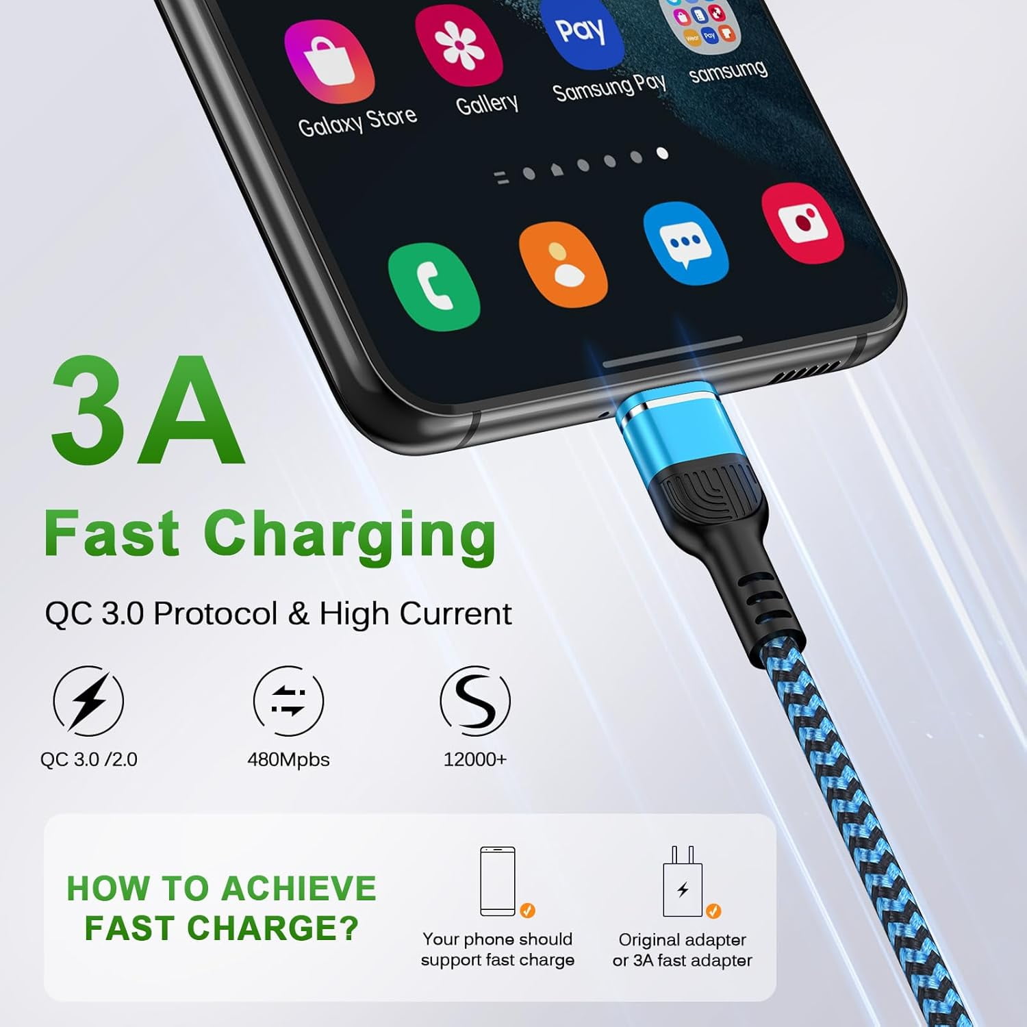 TRHOO-2Pack 6FT Fast Charger Cable USB Type C Android Phone Cord for ...