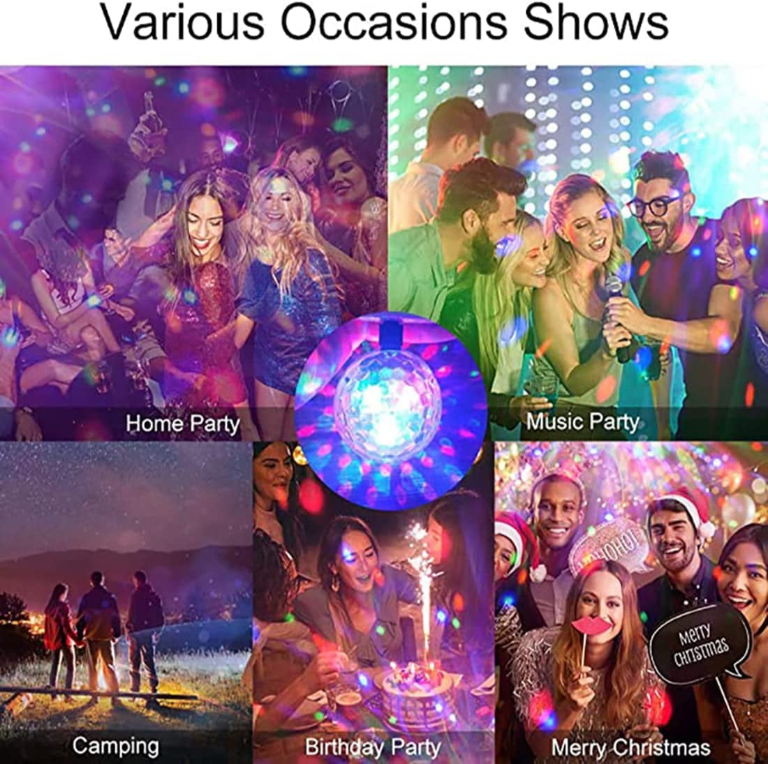 TRHOO-2Pcs Colorful Rotating Magic Ball Light Plug in Disco Ball Light ...