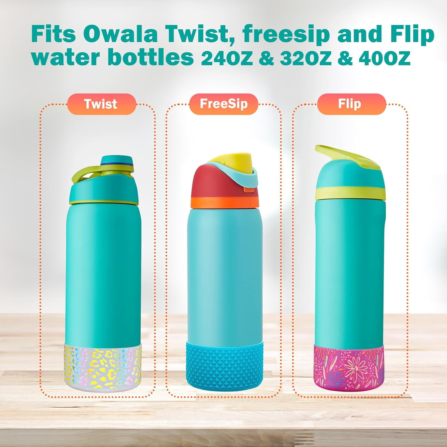 TRHOO-2Pcs Silicone Water Bottle Boot for Owala 32oz, Protective Flask ...
