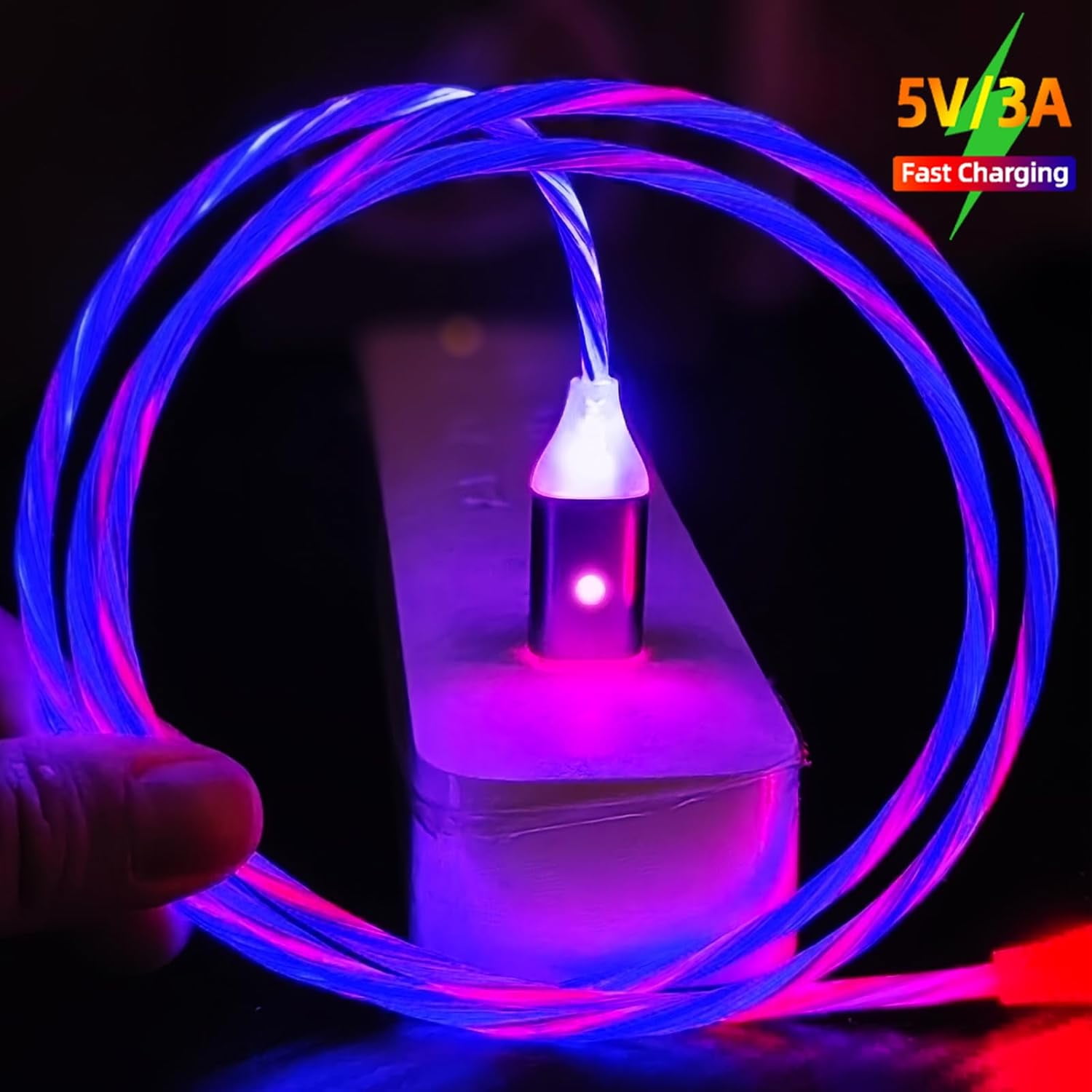 TRHOO-3.3ft/1m Type C Cable Switch on/Off Led Light Up Phone Charger ...