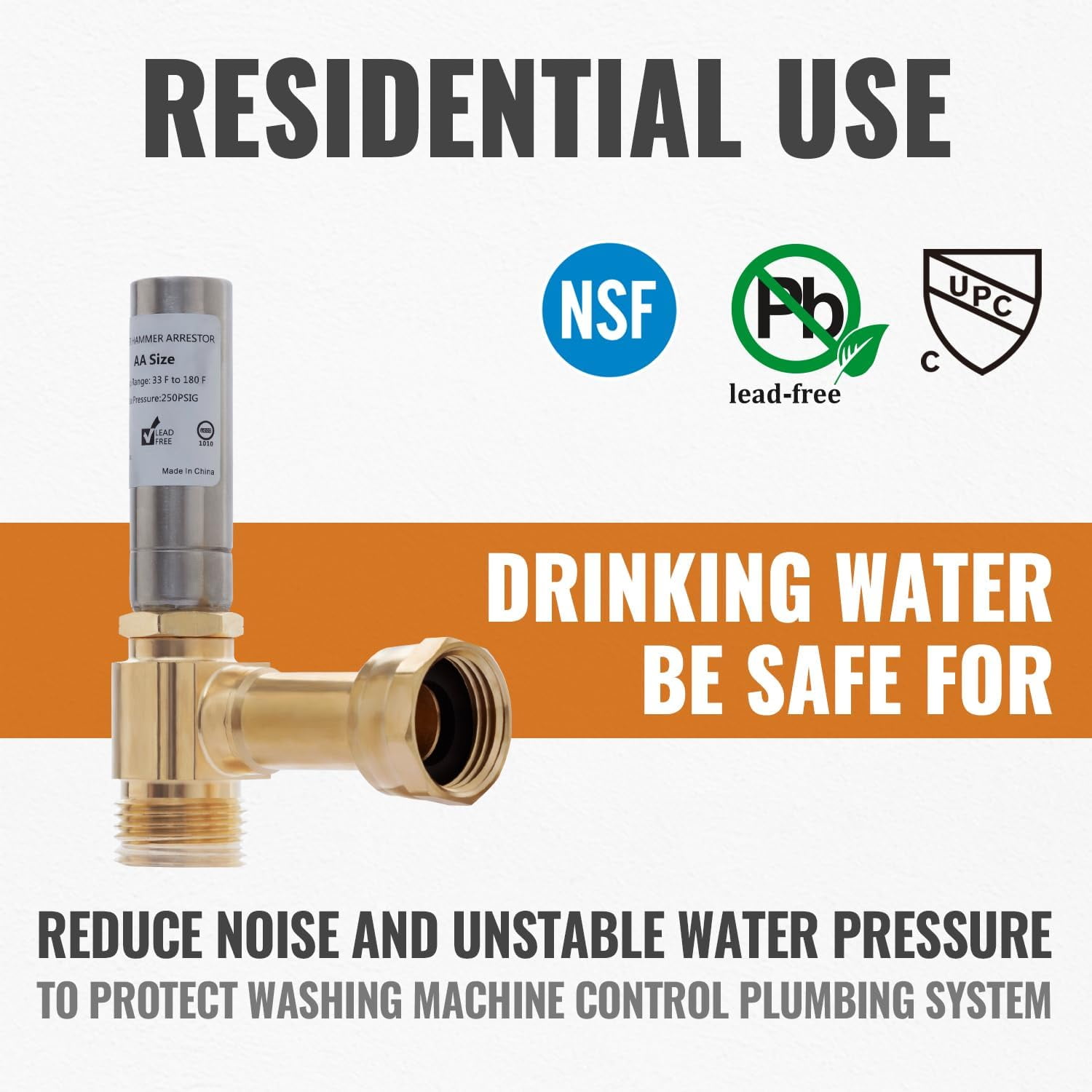 TRHOO-3/4" Angle Water Hammer Arrestor, 3/4 Inch FHT x 3/4 Inch MHT ...