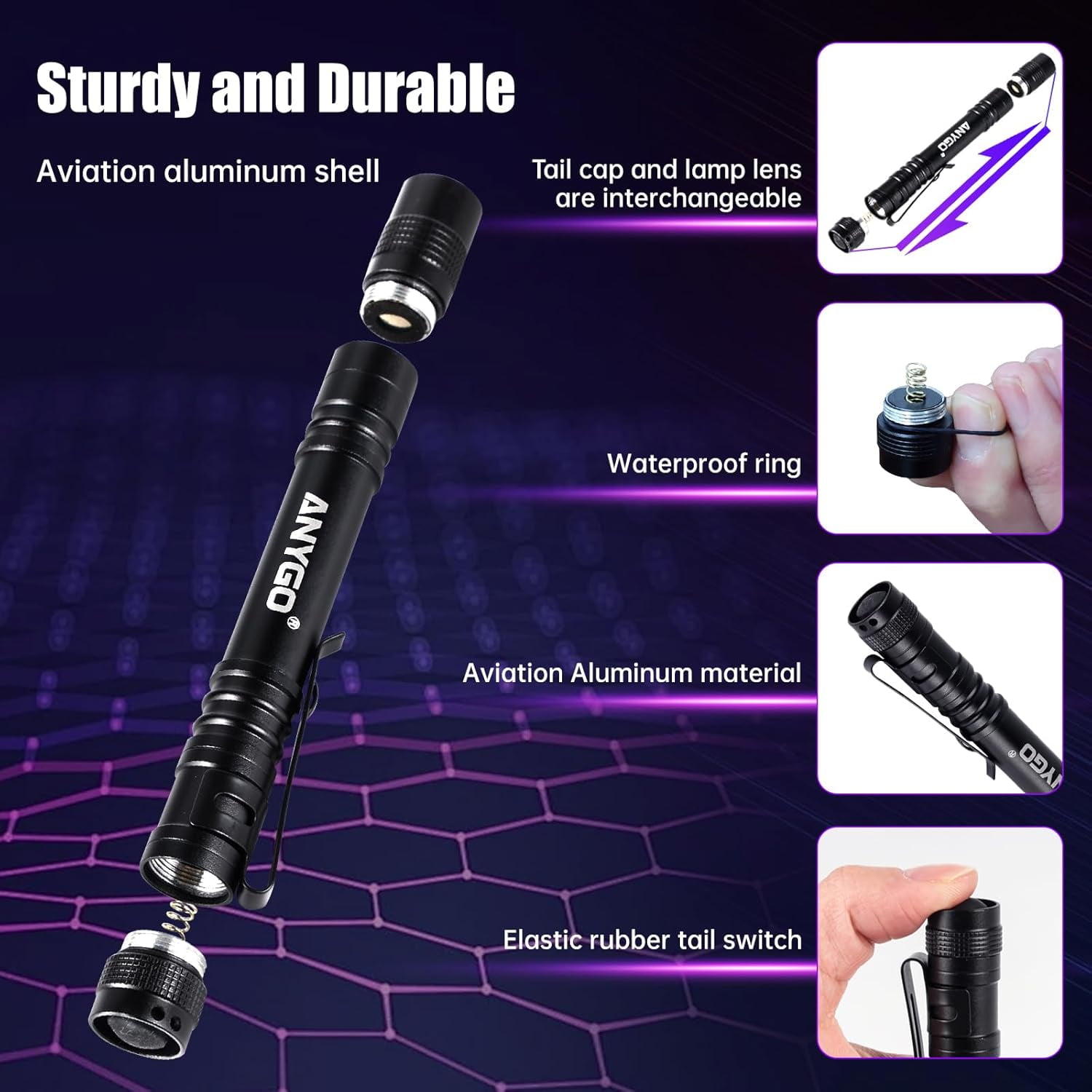 TRHOO-395 nm Pen Black Light, Mini UV Flashlight With Clip, Small ...