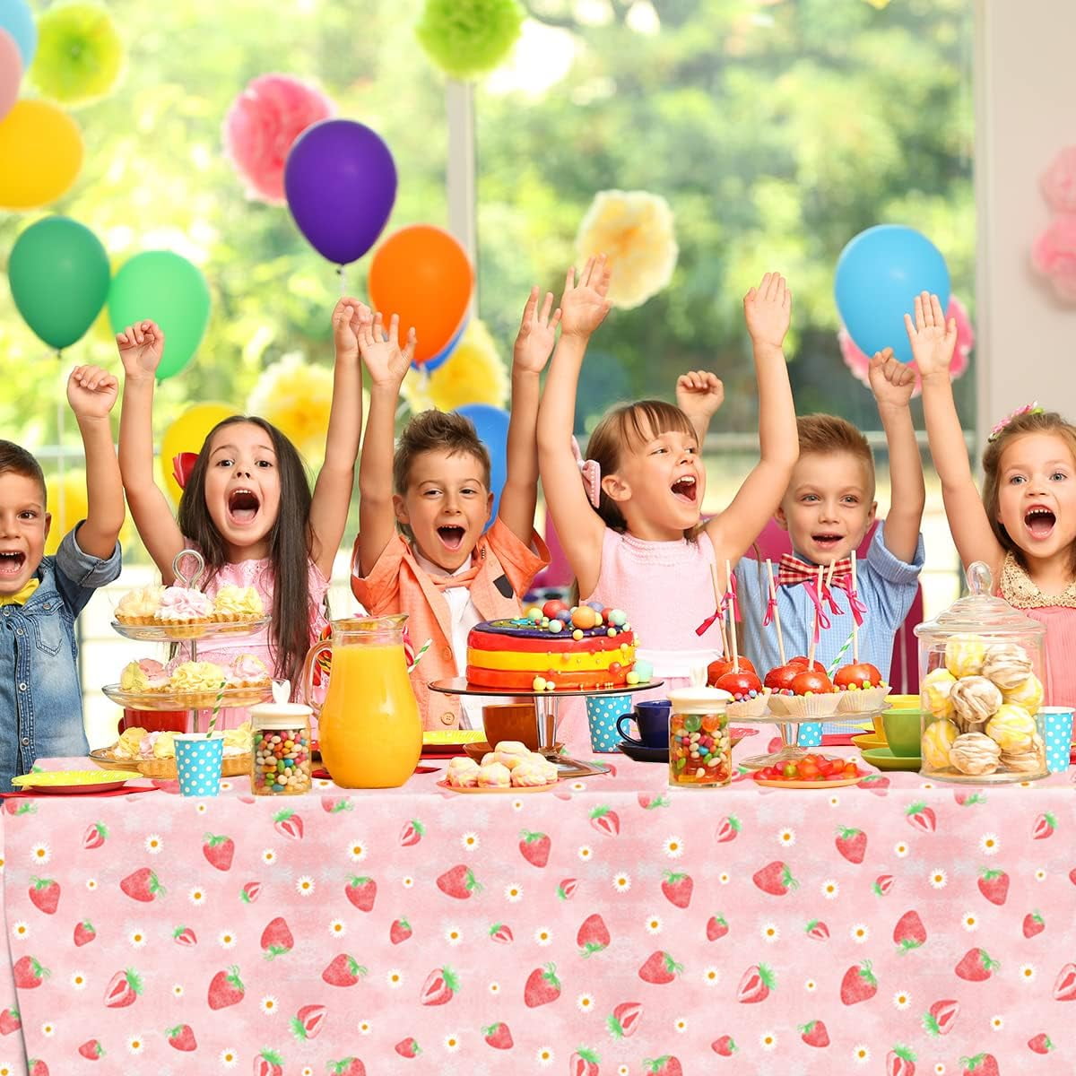 TRHOO-3Pack Strawberry Table Cloth,Berry First Birthday Decorations ...