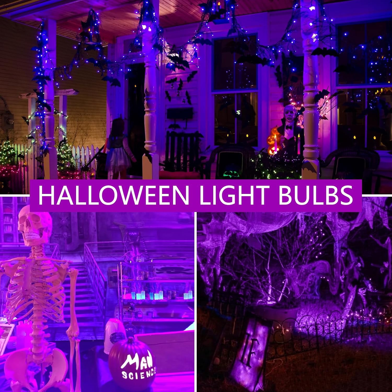 TRHOO-4 Pack A19 LED Purple Light Bulb,9 Watt Purple Lights Equivalent ...