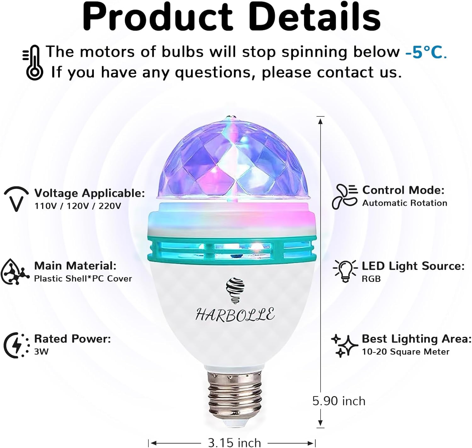 TRHOO-4 Pack RGB Color Rotating Bulb,E26/E27,LED Party Bulbs Colored Strobe Light Bulb Multi ...