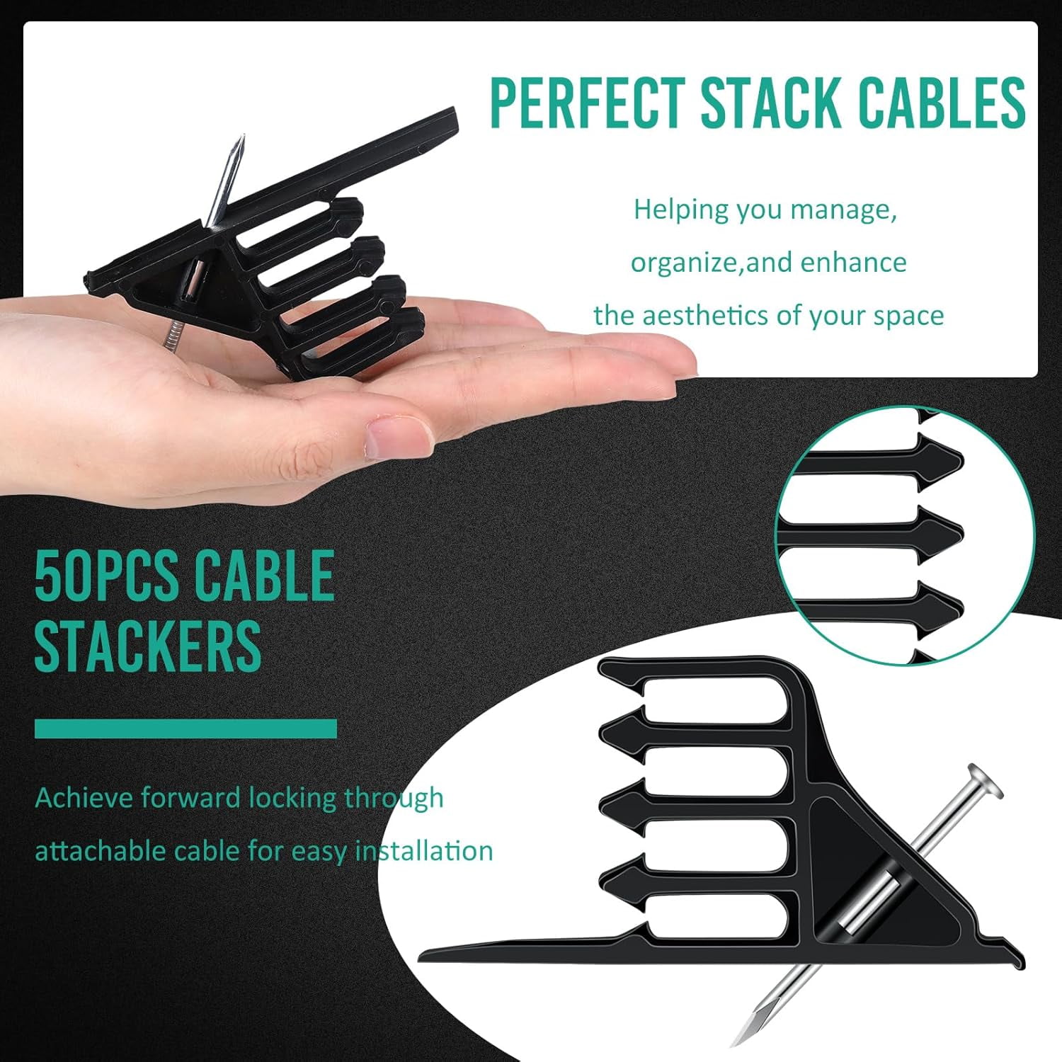 TRHOO-50 Pcs Cable Stackers Electrical Cable Stapler Staples Insulated ...