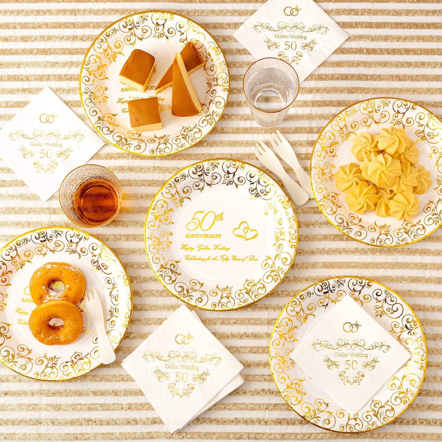 TRHOO-50th Anniversary Gold Plates, Golden Wedding Anniversary Party ...