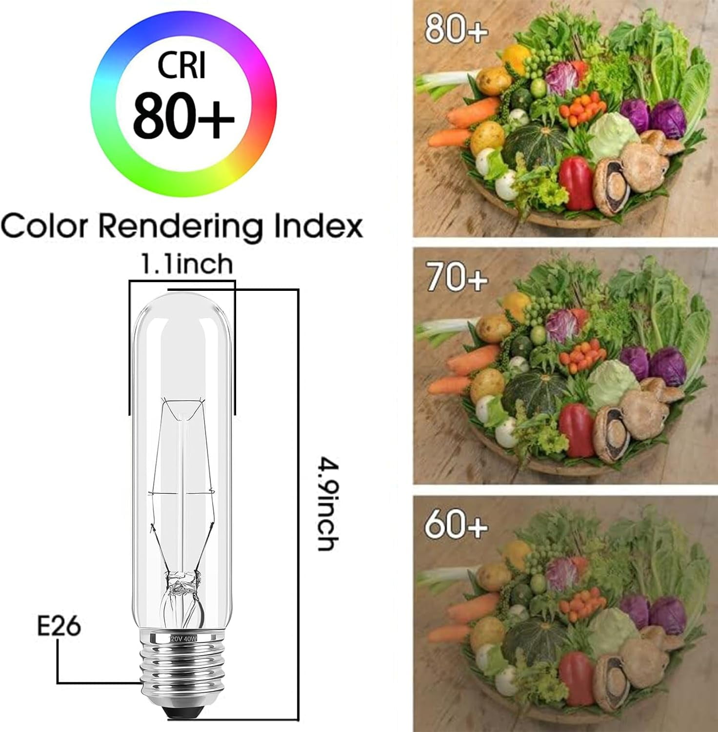 TRHOO-6-Pack 40 Watt T10 Clear Tubular Incandescent Light Bulb, Vintage ...