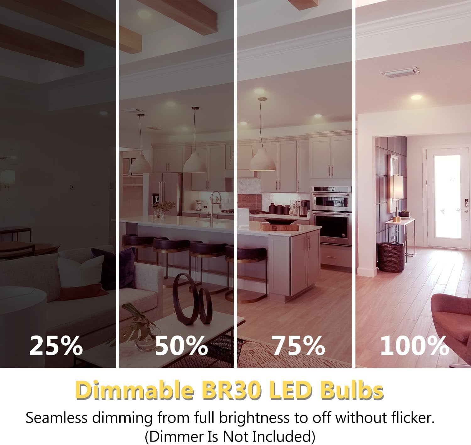 TRHOO-6 Pack BR30 LED Bulbs 65W Equivalent, Dimmable Indoor Flood ...