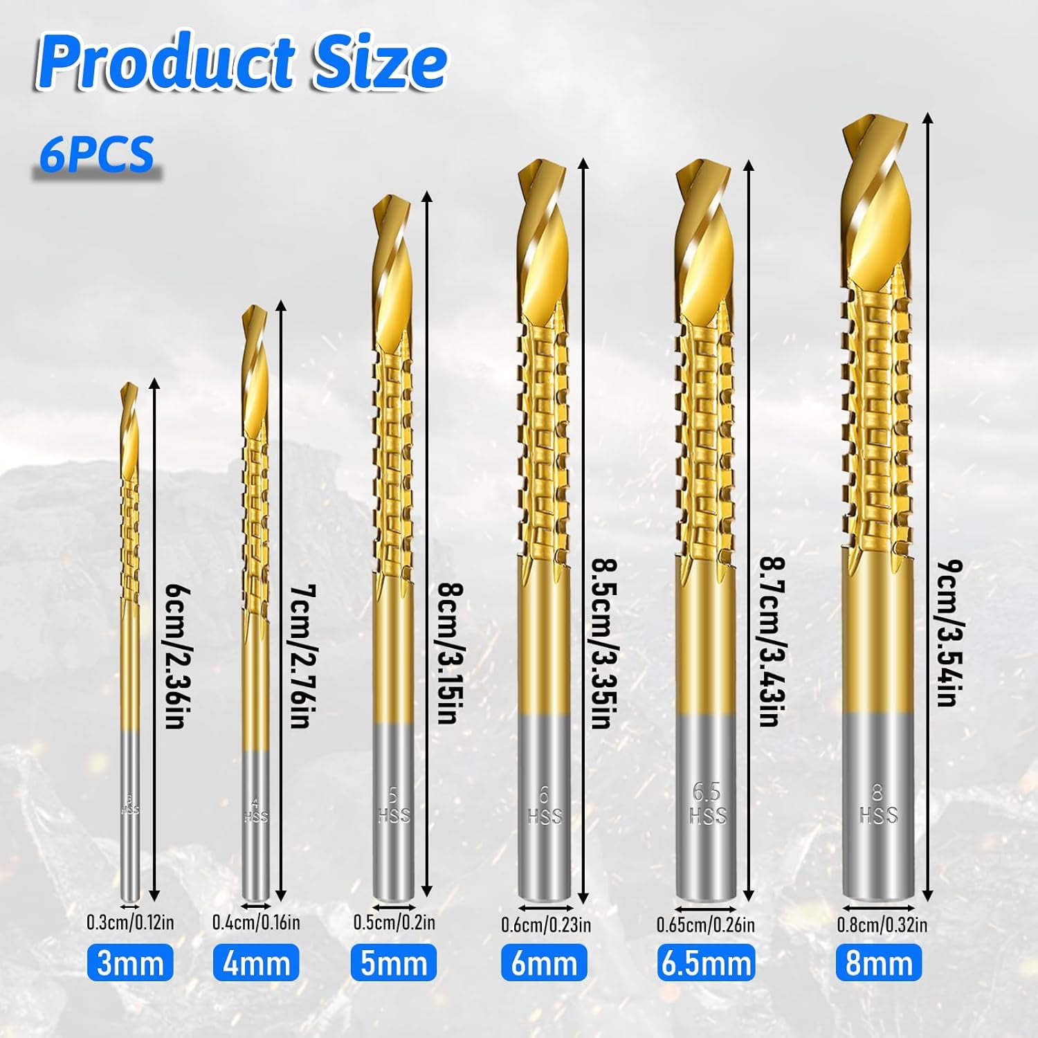 TRHOO-6 Pack Drill Bits, 3-8mm Serrated Side Cutting Drill Bit ...