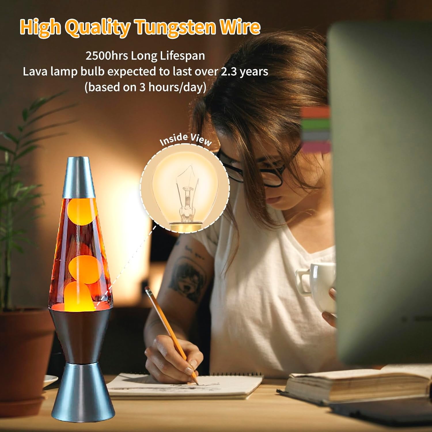 TRHOO-6 Pack Lava Lamp Bulb 25 Watt 120V S11 Replacement Light Bulb E17 Standard Base for ...