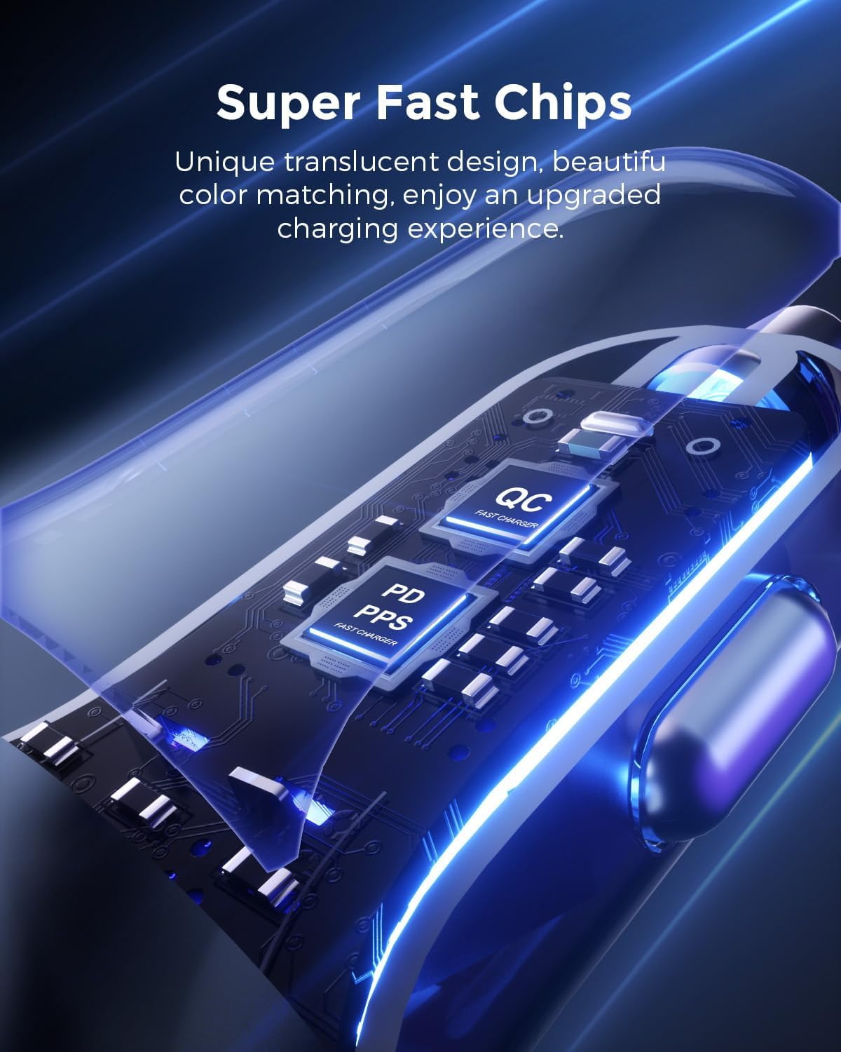 TRHOO-60W USB C Fast Car Charger, 4-Ports Car Charger Adapter, Dual Type C PD30W/PPS30W ...