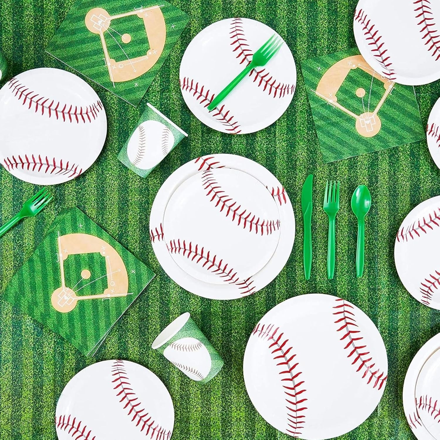 TRHOO-80 Pack Baseball Party Plates, 9 Inch Disposable Baseball Paper ...