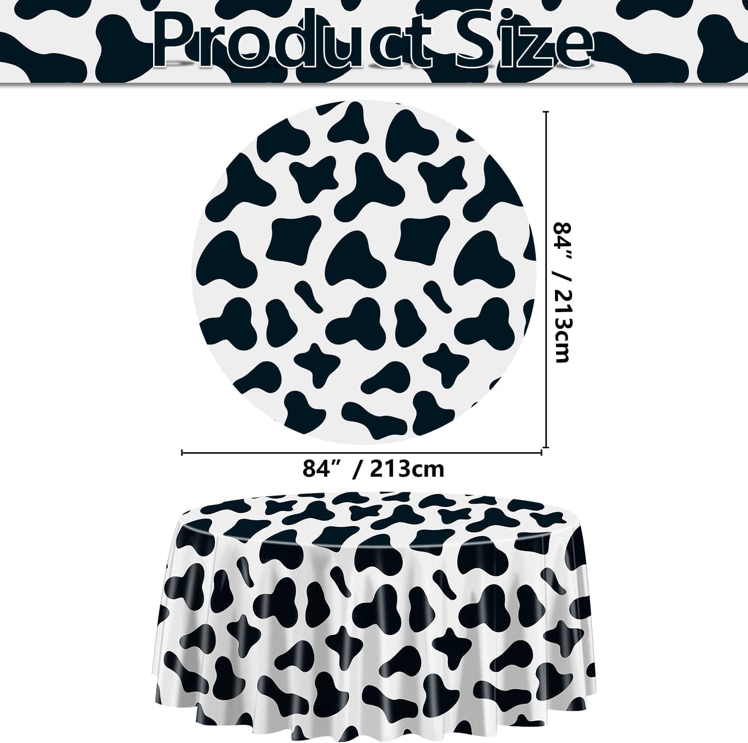 TRHOO-9 Pcs Cow Print Tablecovers, Round Cow Print Plastic Tablecloths ...