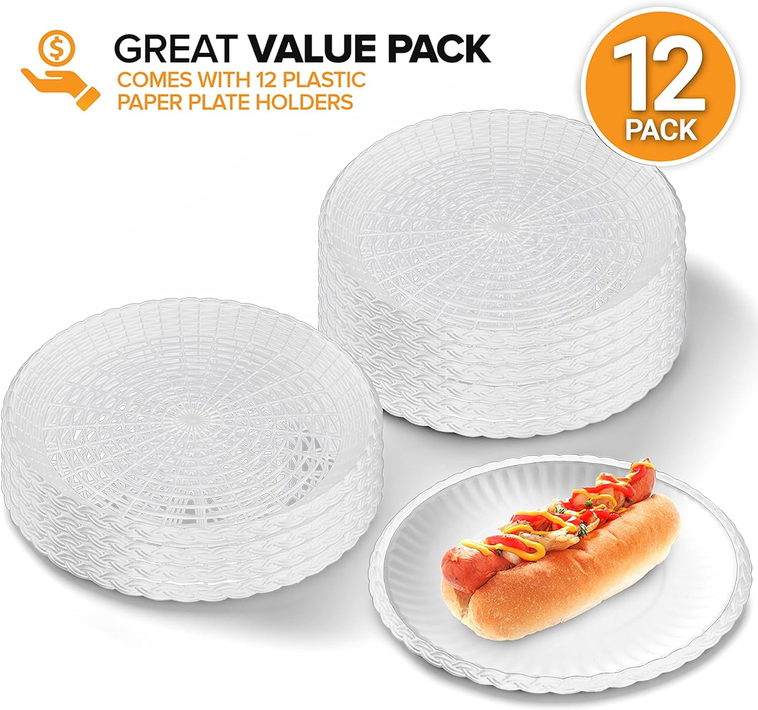 TRHOO-9\u201d Paper Plate Holder in White (12 Count) - Paper Plate ...