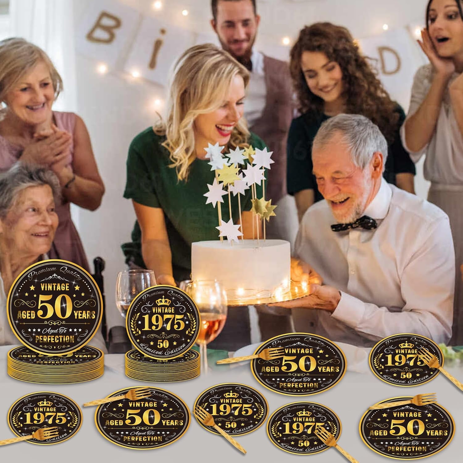 TRHOO-96PCS 50th Birthday Plates and Napkins Party Supplies 50th ...