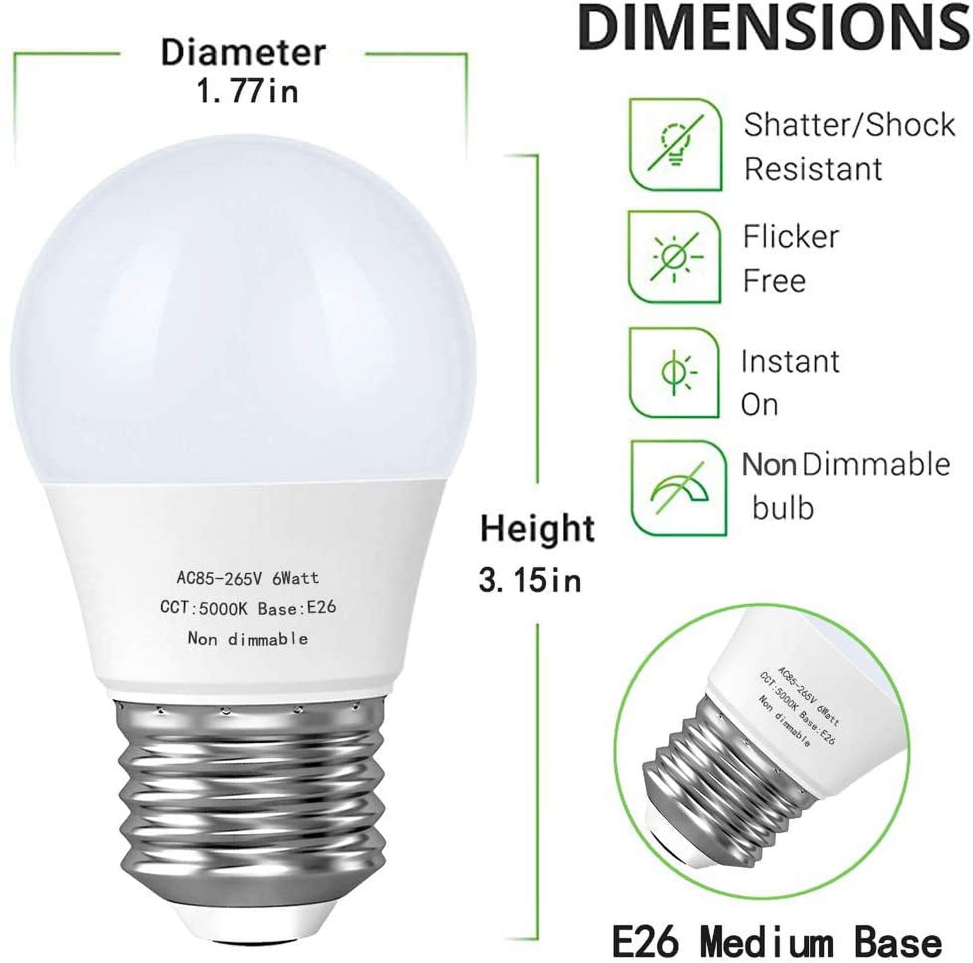 TRHOO-A15 Led Bulb, E26 Base Appliance Light Bulb, 6W(60 Watt ...
